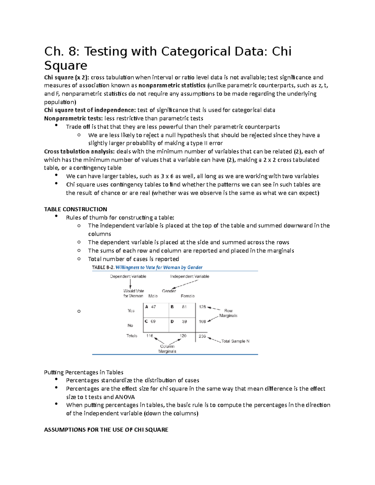 Chapter 8 Testing with Categorical Data and Chi Square CJ 426 - Ch. 8 ...