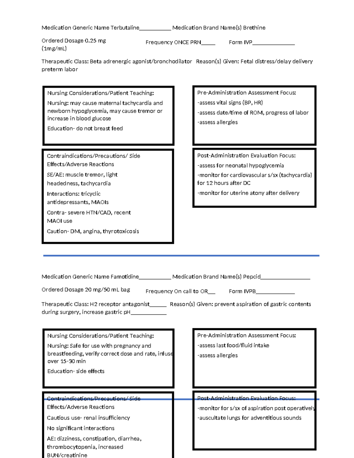 Carla Hernandez Med Cards Virtual Simulation - Medication Generic Name ...
