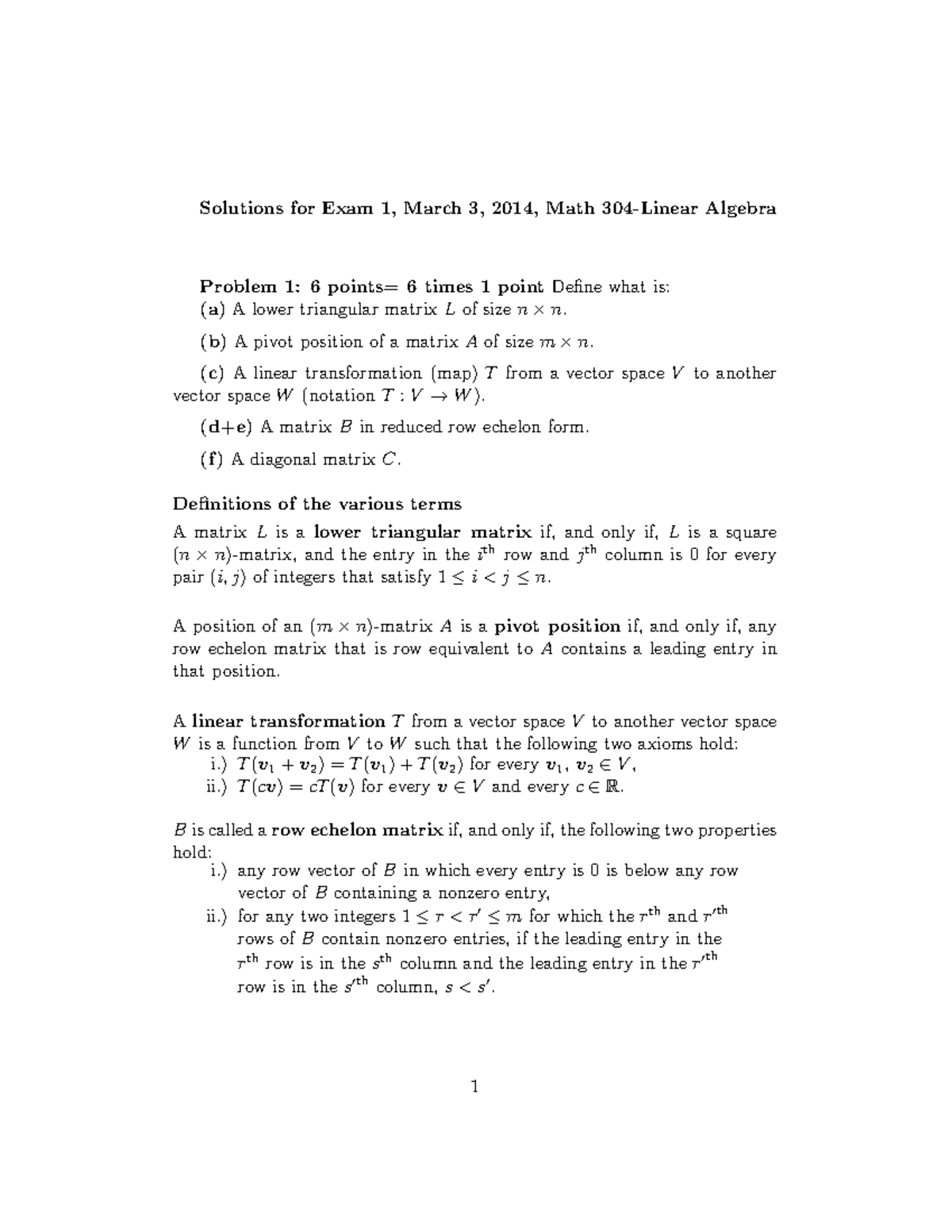 S1 - S1.pdf - Solutions for Exam 1, March 3, 2014, Math 304-Linear ...