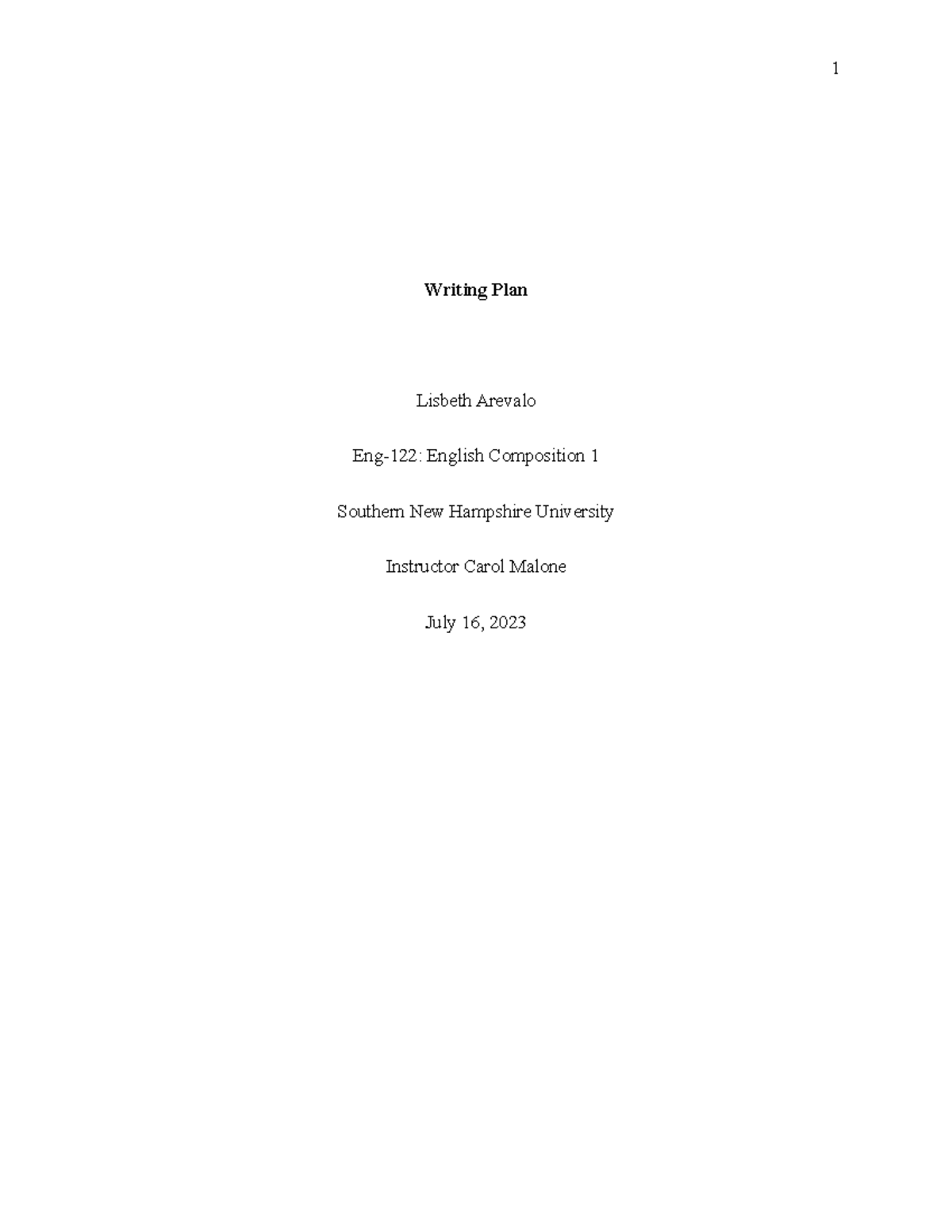 Module 3 Assignment - Writing Plan Lisbeth Arevalo Eng-122: English ...