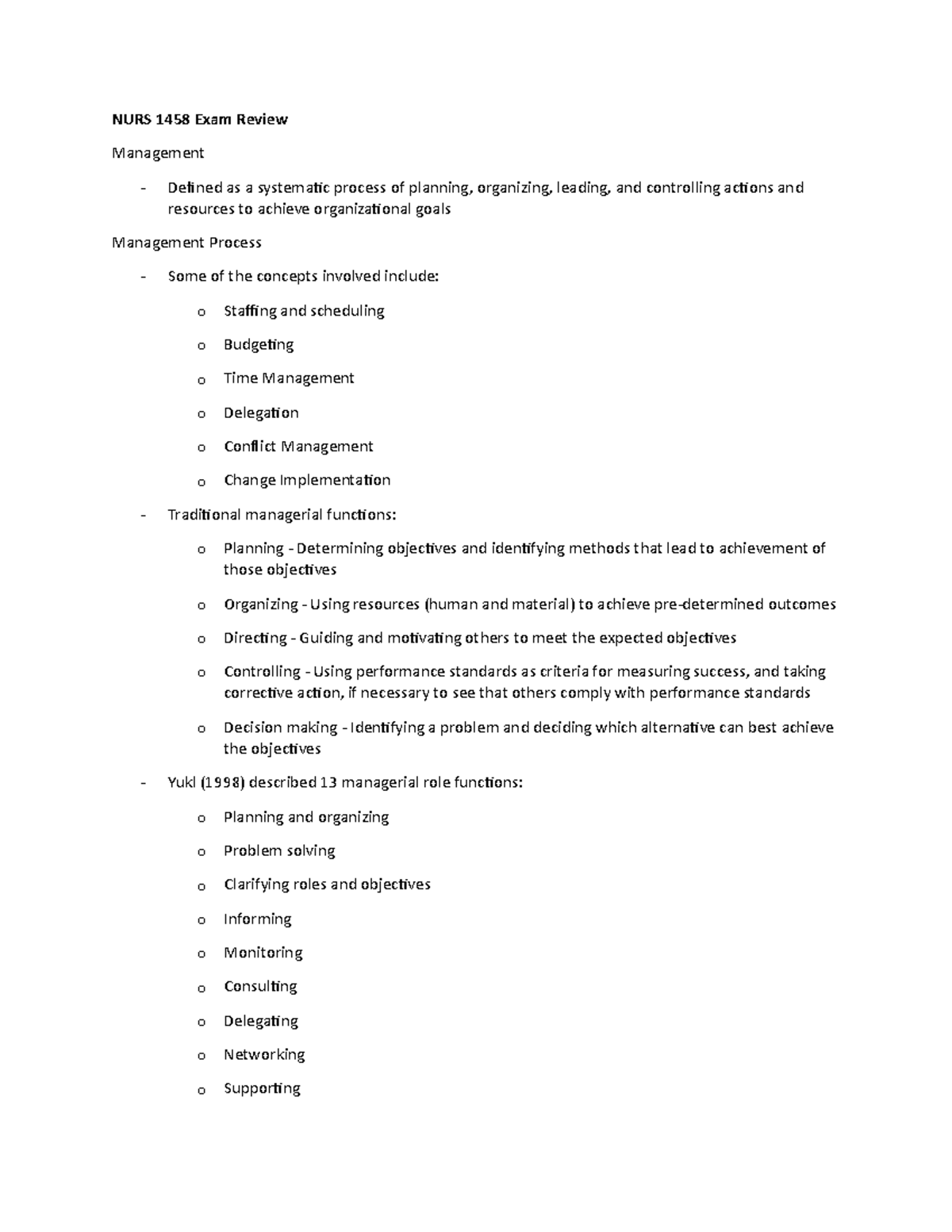 NURS1458 Final EXAM - practice test - NURS 1458 Exam Review Management ...