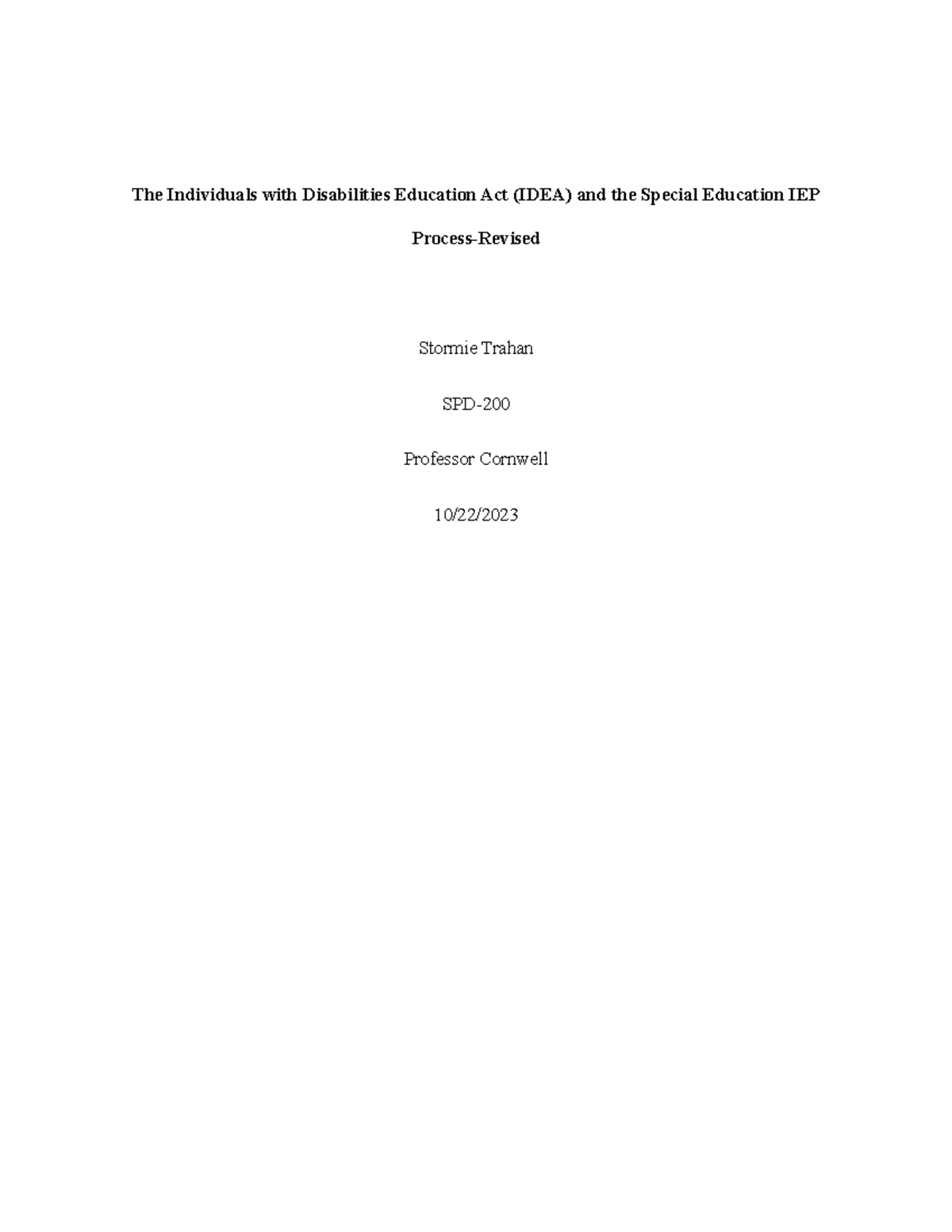 IDEA & THE IEP PROCESS - The Individuals with Disabilities Education ...