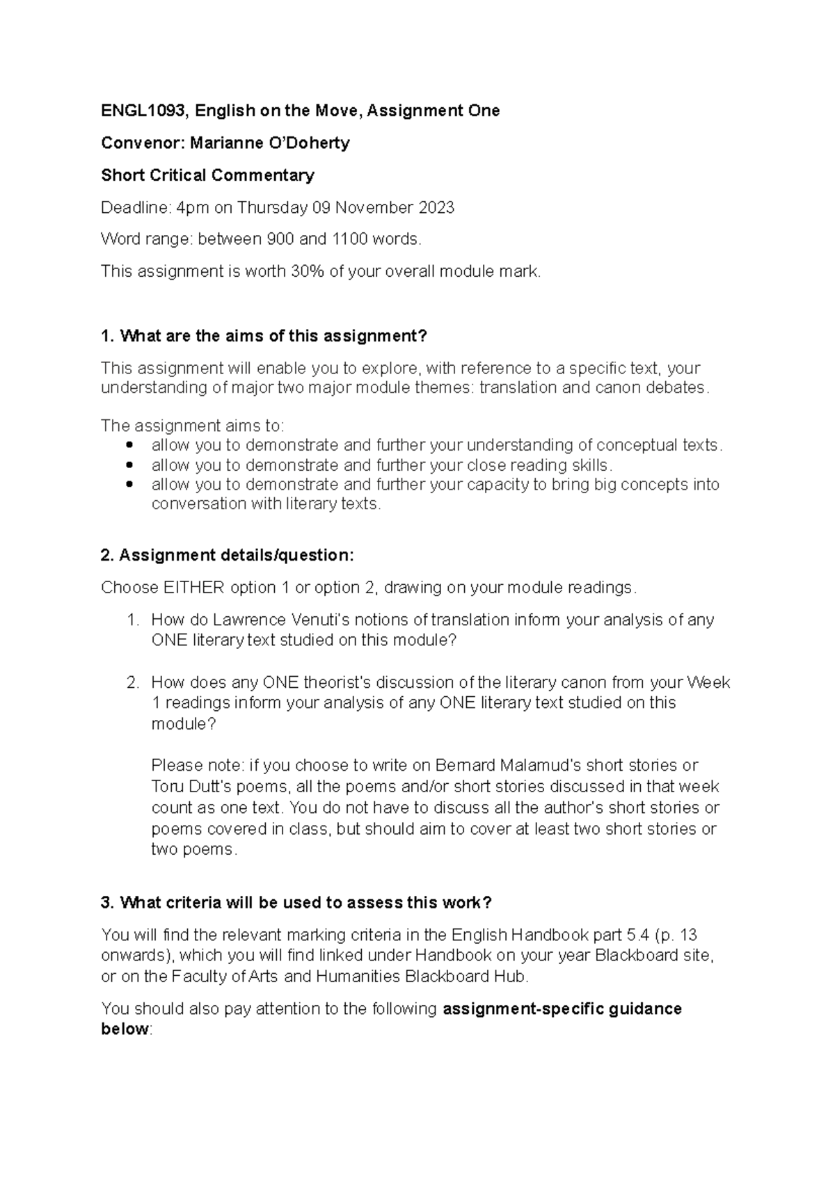 ENGL1093 Englishot Move Assignment 1 approved 23 4 - ENGL1093, English ...