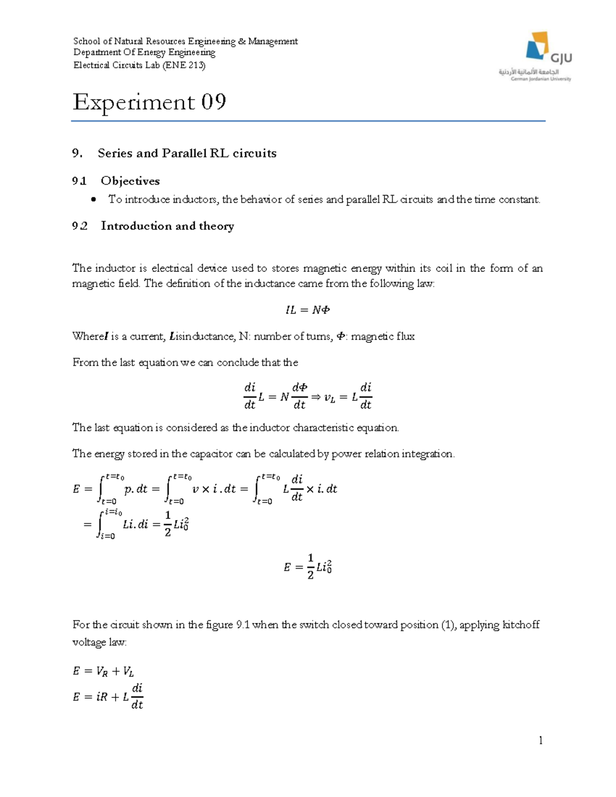 experiment 9 circuits lab - Department Of Energy Engineering Electrical ...