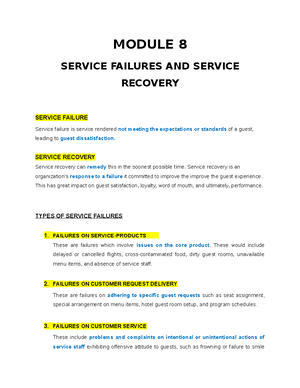 Module 4 The Guest and The Service Setting - Module 4: The Guest and ...
