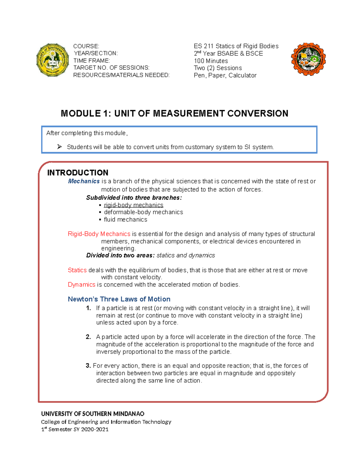 Module 1 Conversion Measurement - UNIVERSITY OF SOUTHERN MINDANAO ...
