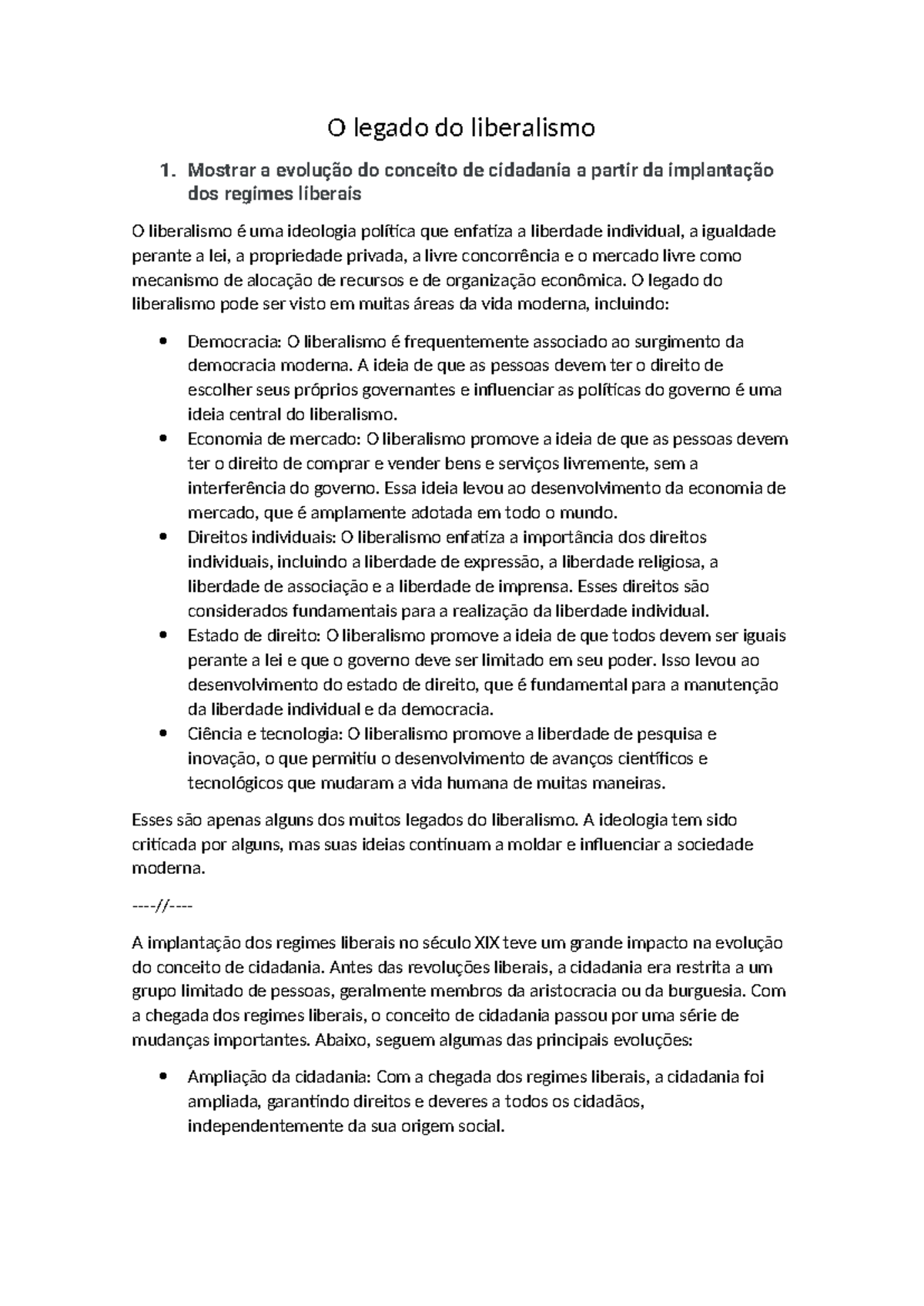 O legado do liberalismo - O legado do liberalismo Mostrar a evolução do ...