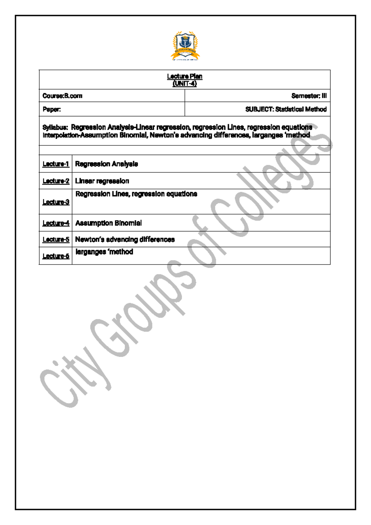 Statistics unit 4 - Regression Analysis-Linear regression, regression Lines, regression - Studocu