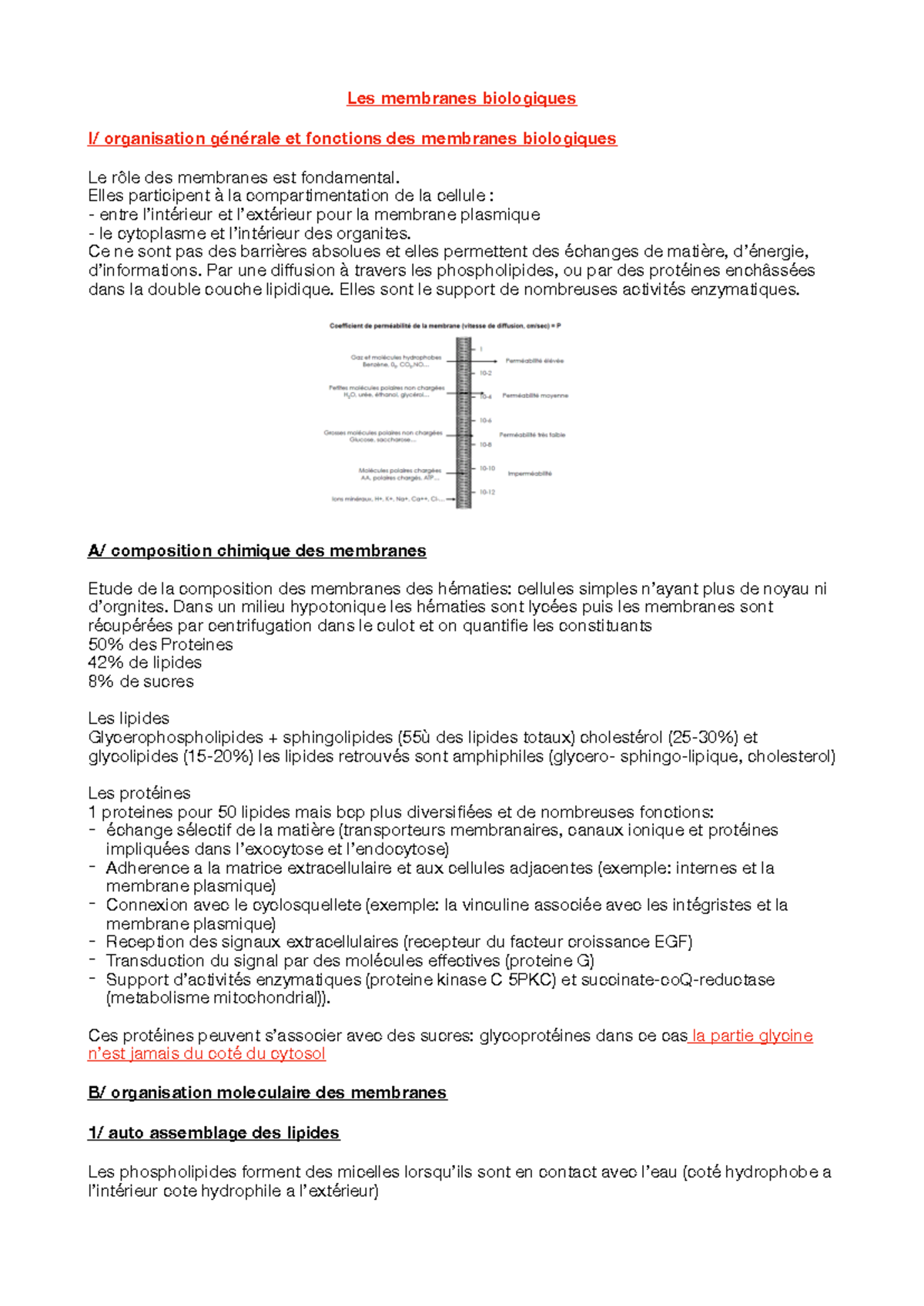 Les membranes biologiques - Elles participent à la compartimentation de ...