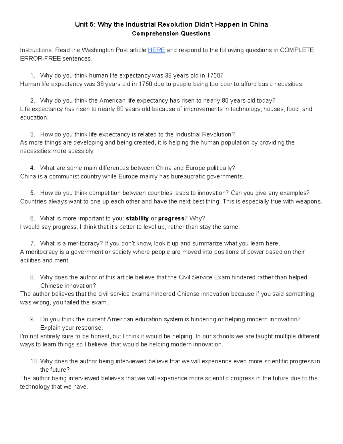 Olivia Hutcheson Unit 5 - Why the Industrial Revolution Didn't Happen ...