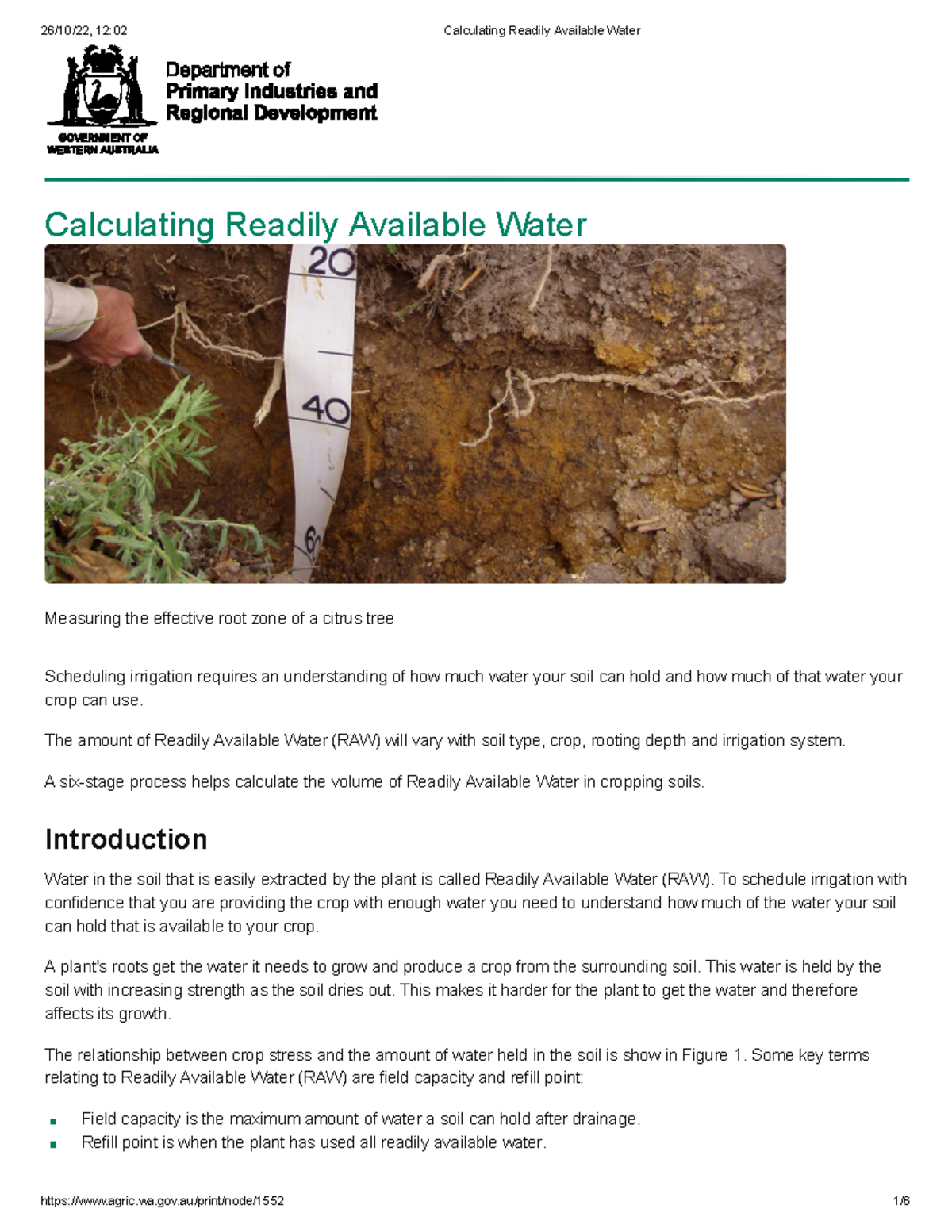 Riego - Calculating Readily Available Water - Calculating Readily ...