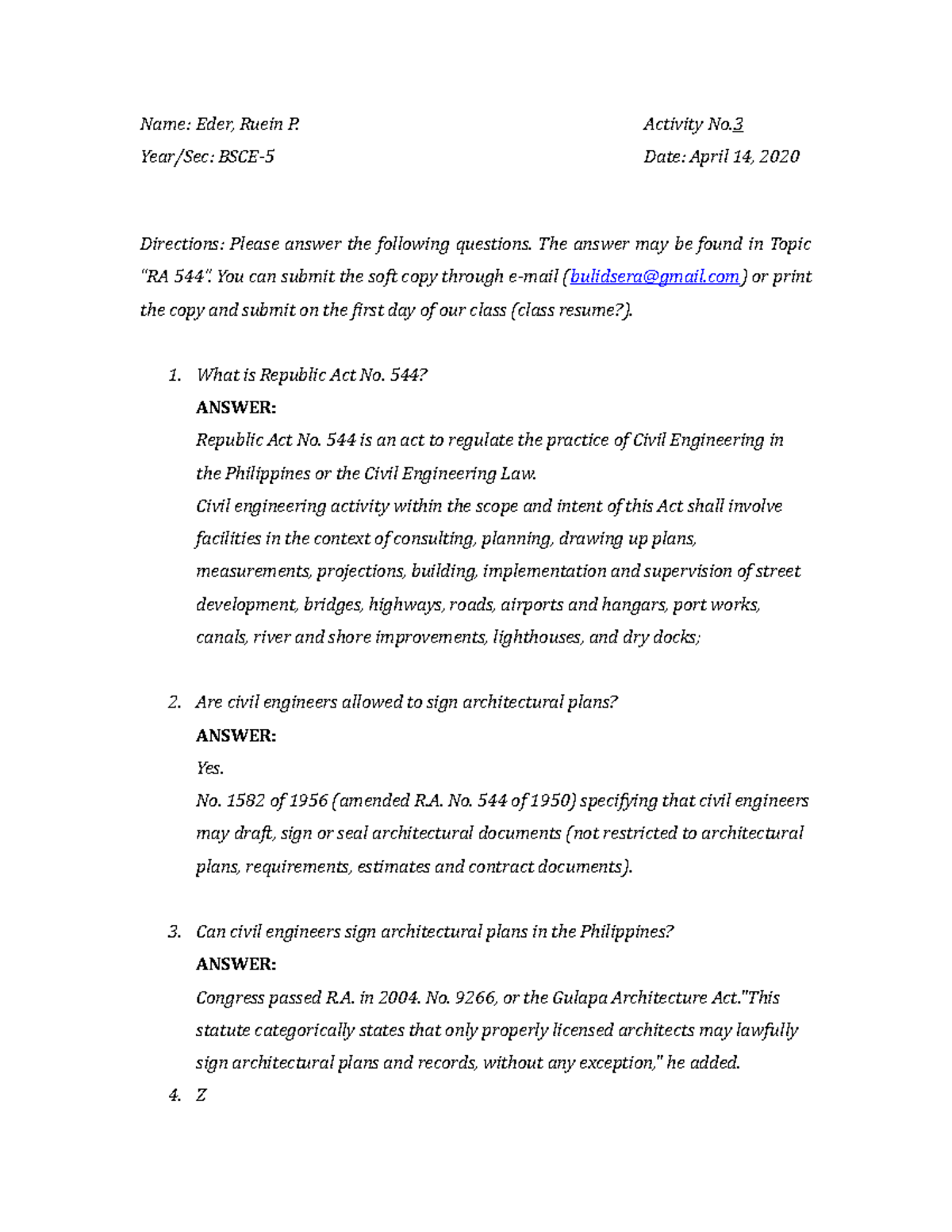 Activity-No - notes - Name: Eder, Ruein P. Activity No. Year/Sec: BSCE ...