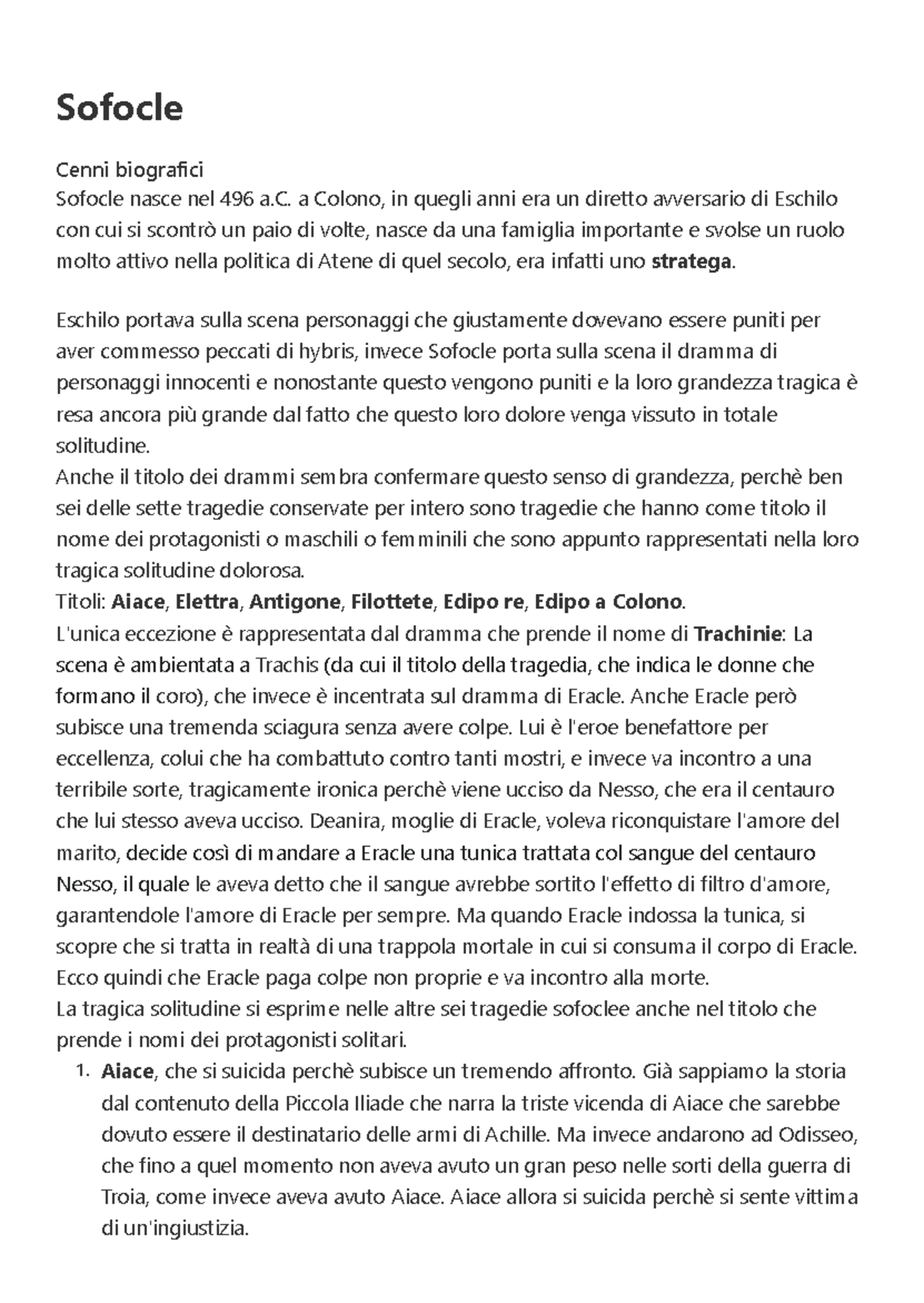 Sofocle - teatro greco - Sofocle Cenni biografici Sofocle nasce nel 496 a. a Colono, in quegli ...