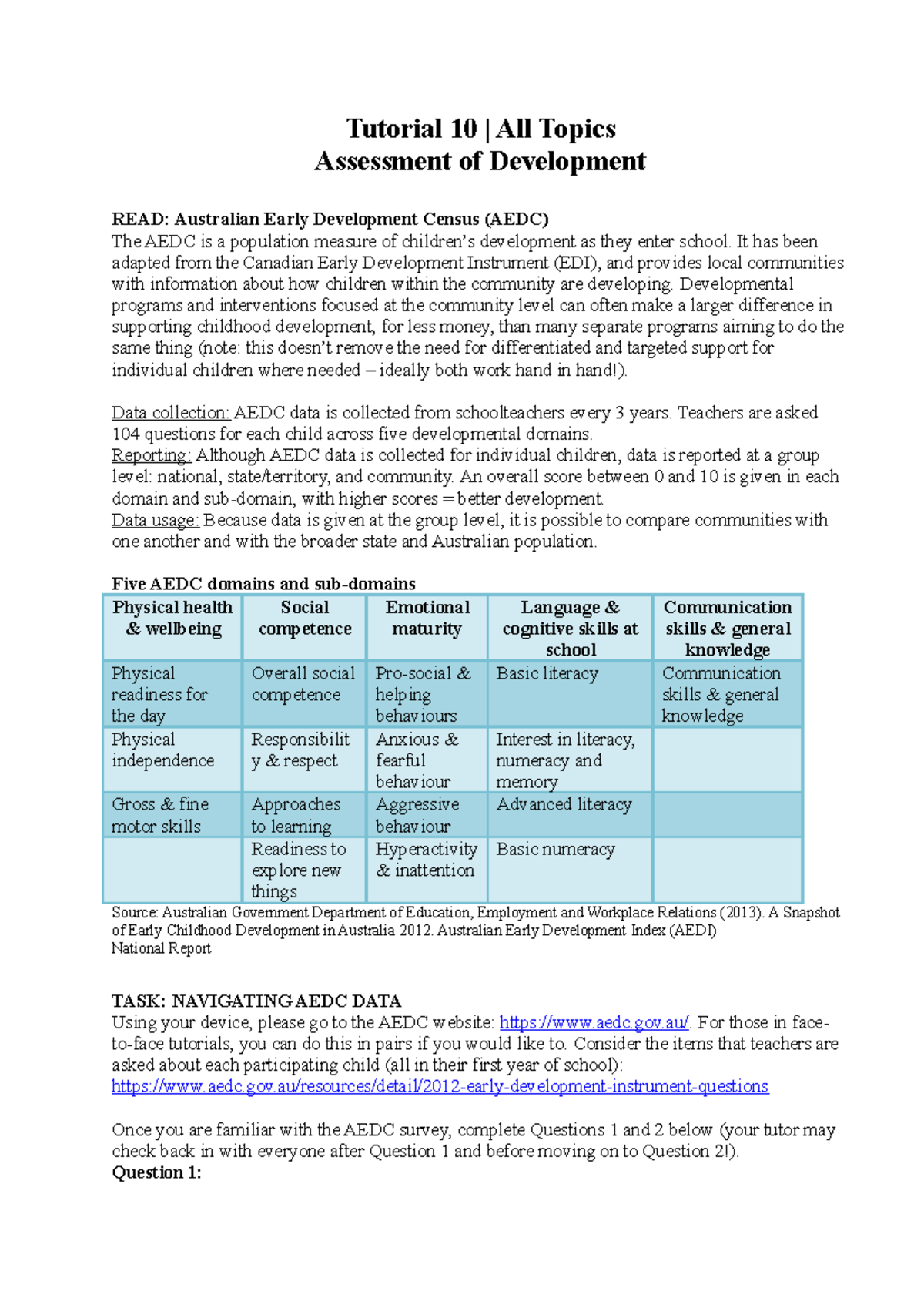 Booklet 10 Assessing Devt 2021 - Tutorial 10 | All Topics Assessment of ...