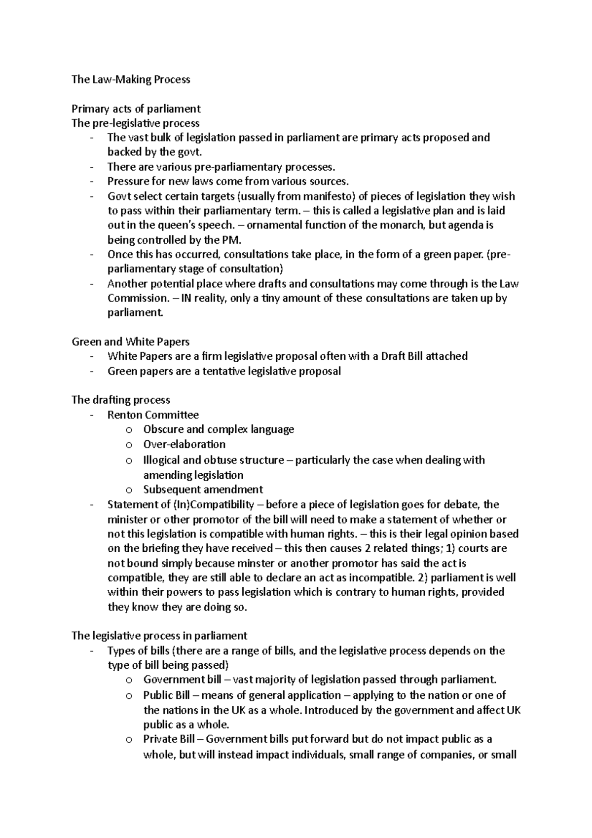 Lecture 1 - Law making process - UJUUKK-30-1 - UWE - Studocu