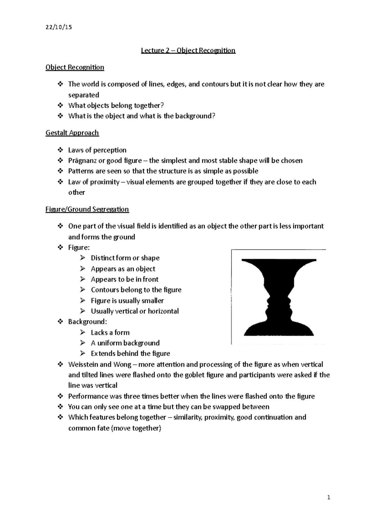 Lecture 2 Object Recognition 221015 Lecture 2 Object