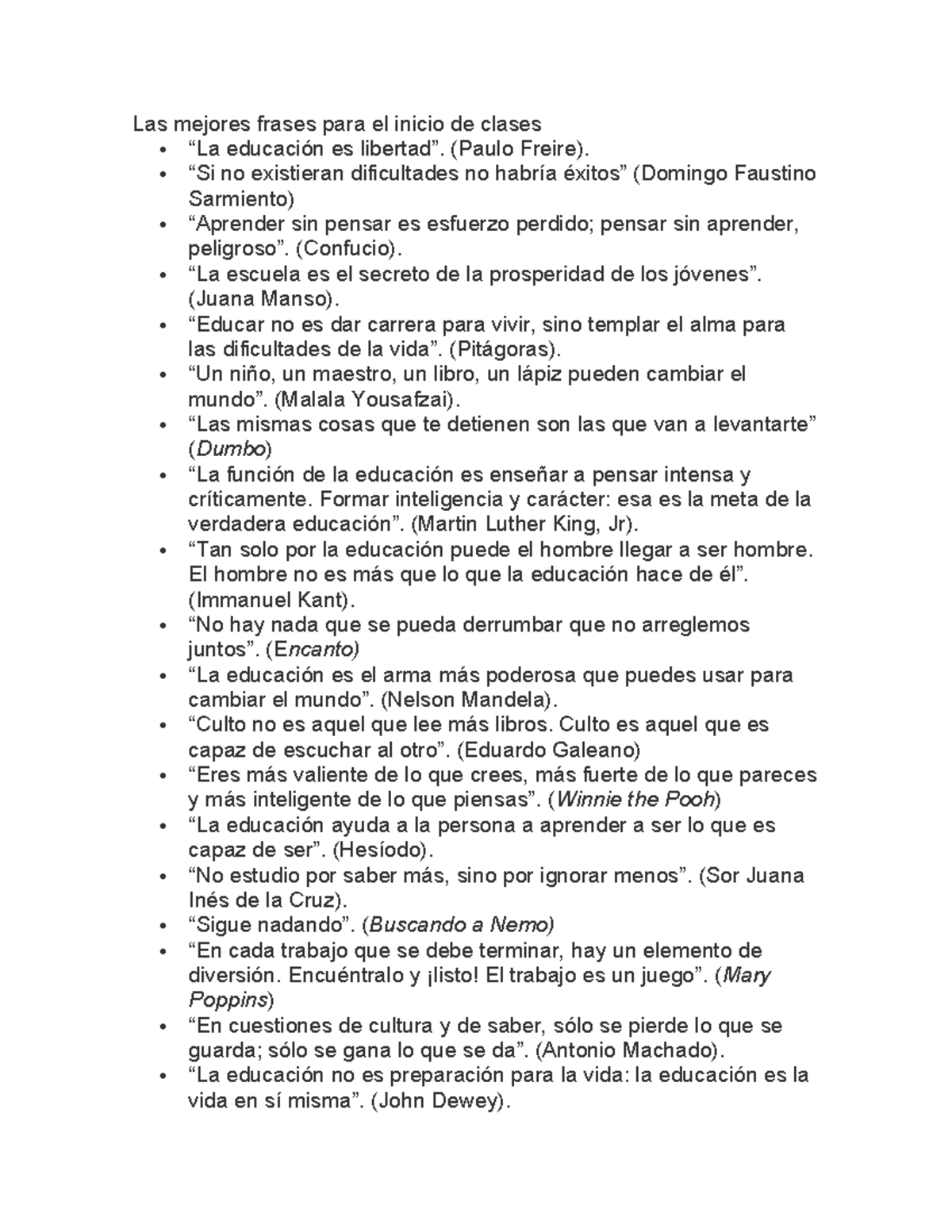 Frases - Las mejores frases para el inicio de clases “La educación es ...