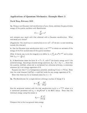 Applications of Quantum Mechanics 2016-2017 Lecture 7 - Atoms - 7 ...