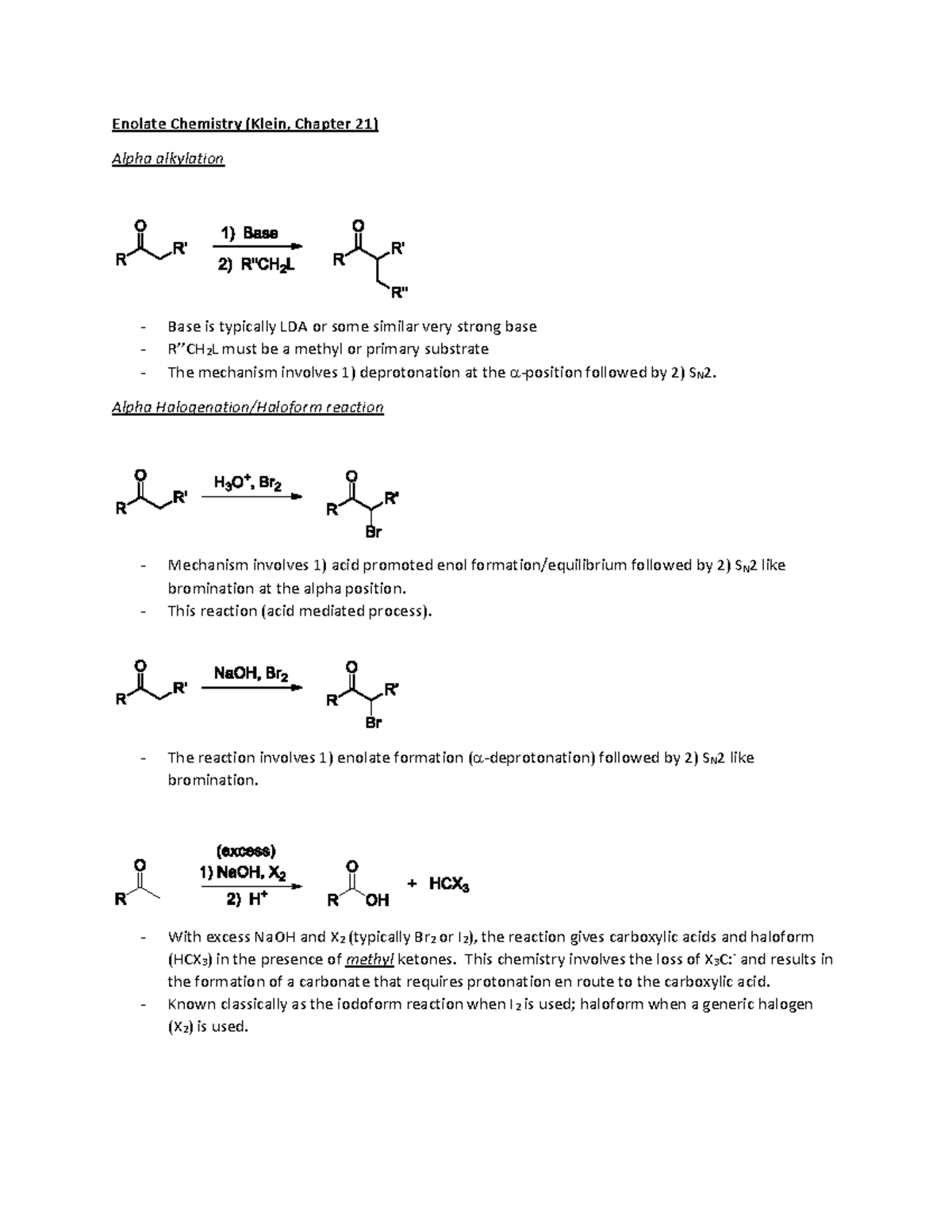 Enolate Chemistry - Solutions - Enolate Chemistry (Klein, Chapter 21) Alpha alkylation - Base is ...