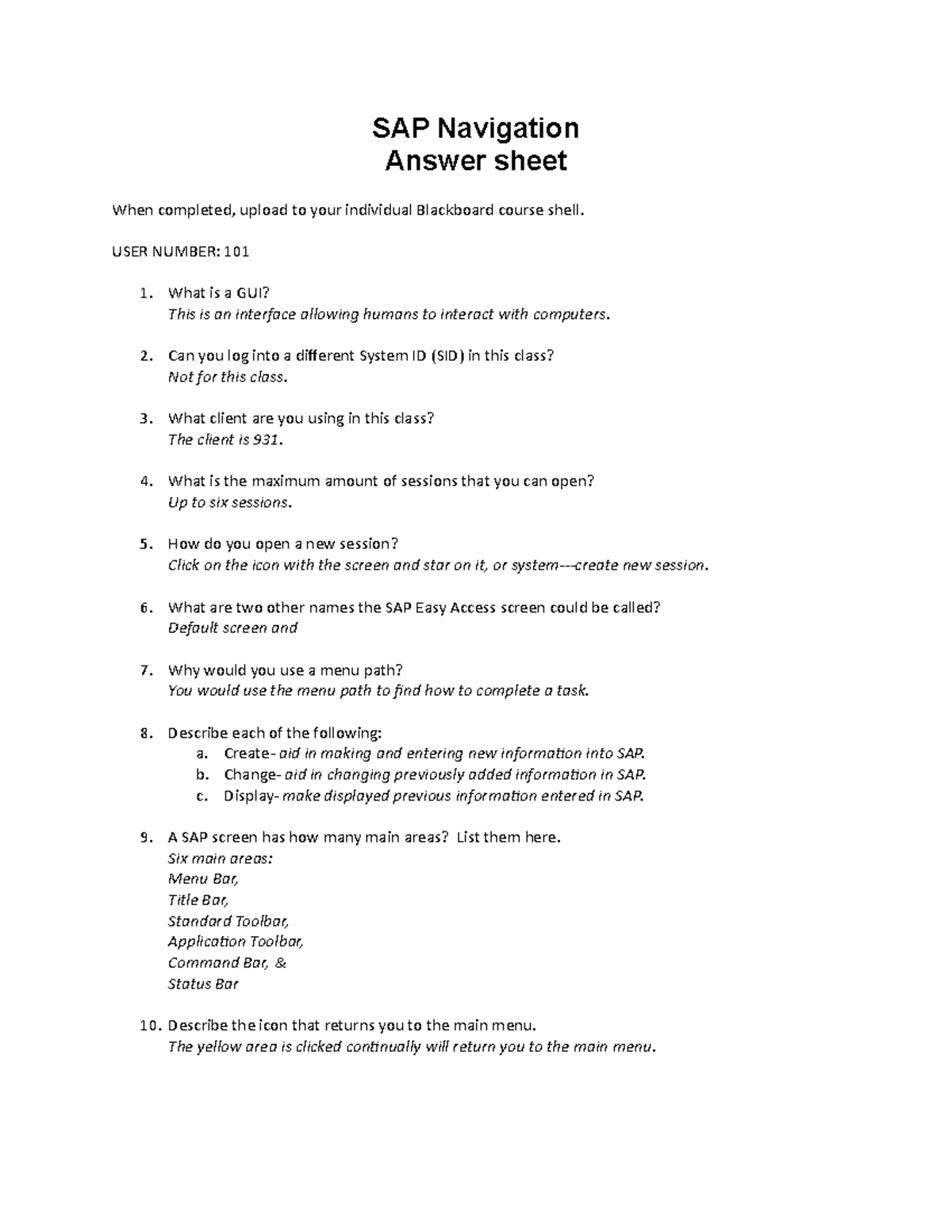 Chapter 2 - Navigation Answer sheet - SAP Navigation Answer sheet When ...