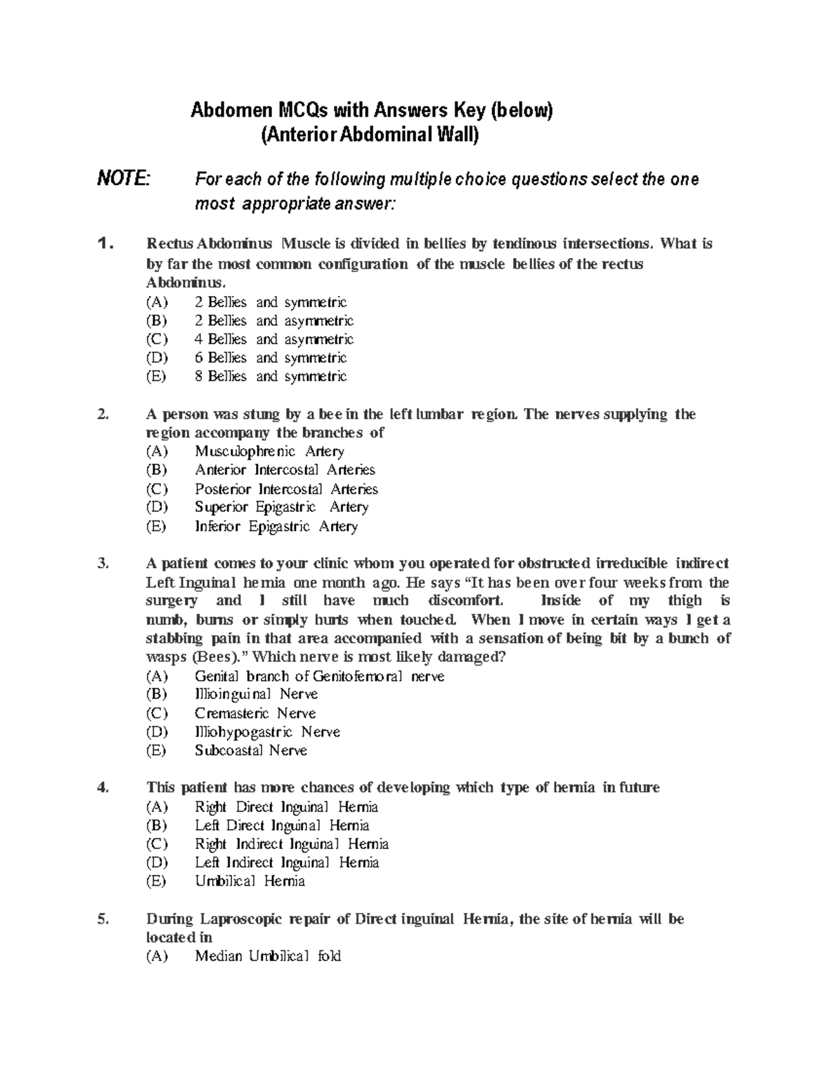 Abdomenmcqswithanswerskey 141102122347 conversion gate02 - Abdomen MCQs ...