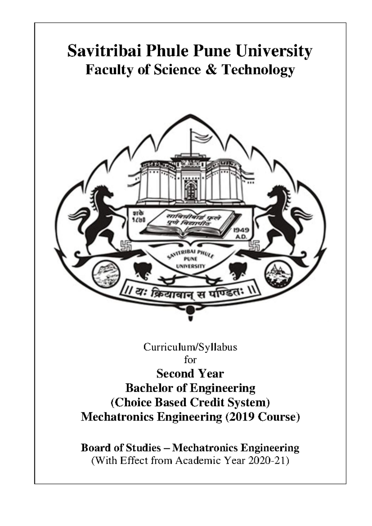 SE-Mechatronics 2019 Course Syllabus 20 - Savitribai Phule Pune ...