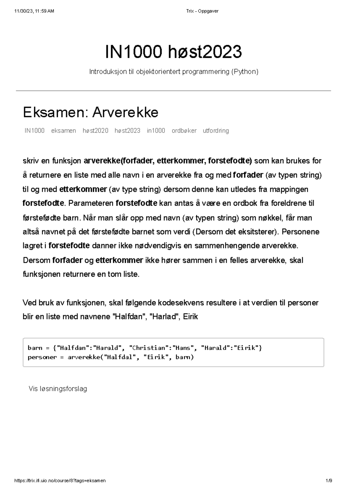 Trix - Oppgaver - trix - IN1000 høst Introduksjon til objektorientert programmering (Python ...