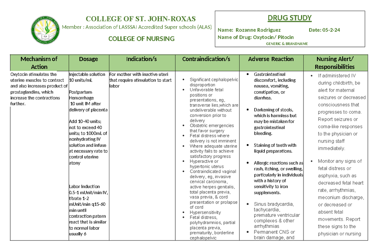 DRUG- Study-PDF-1 rozanne - COLLEGE OF ST. JOHN-ROXAS Member ...