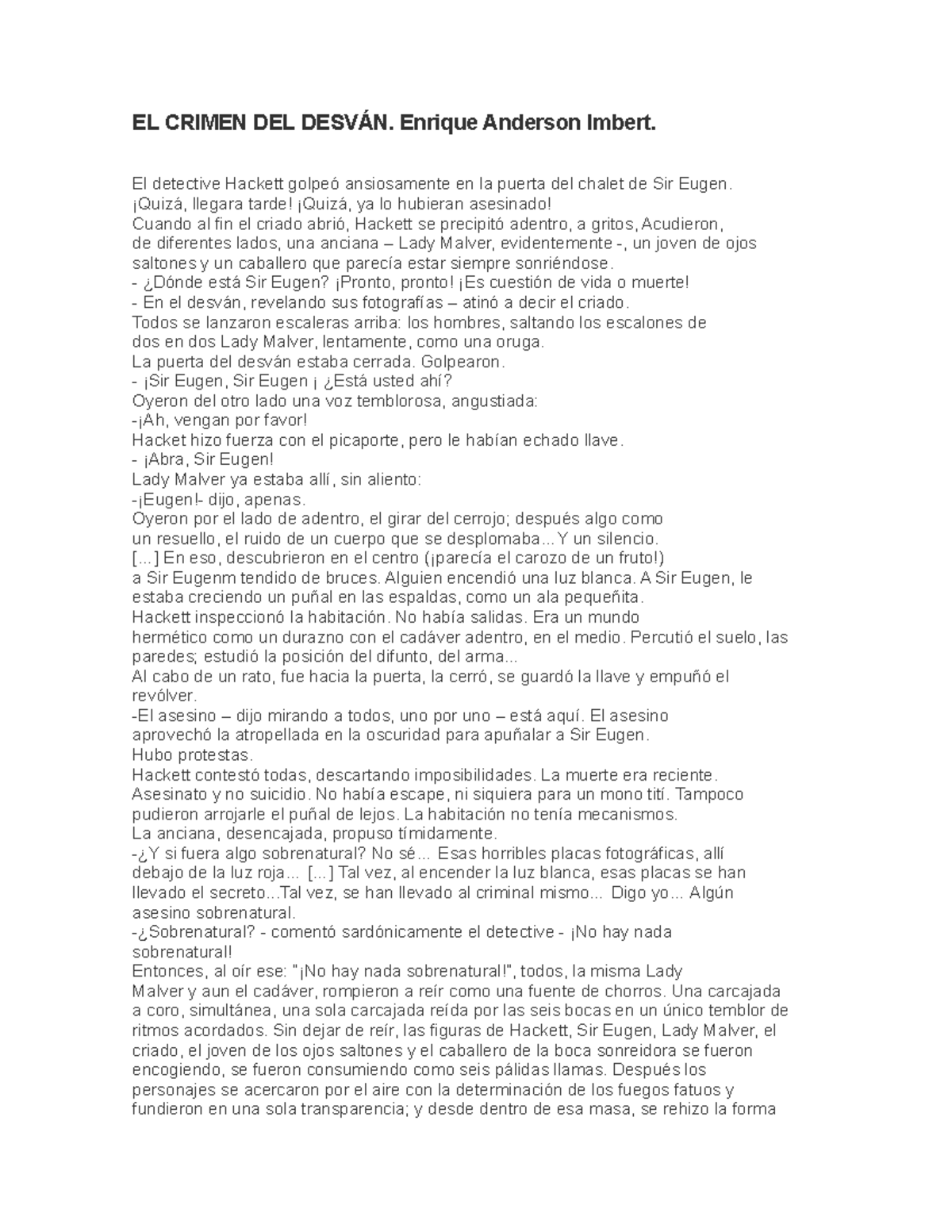 EL Crimen DEL Desván - Nnnnnn - EL CRIMEN DEL DESVÁN. Enrique Anderson Imbert. El detective ...