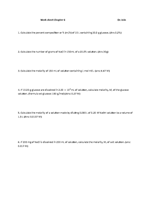 Chapter 4 Work Sheet key - Chapter 5 Work Sheet Consider 1 L of air in ...