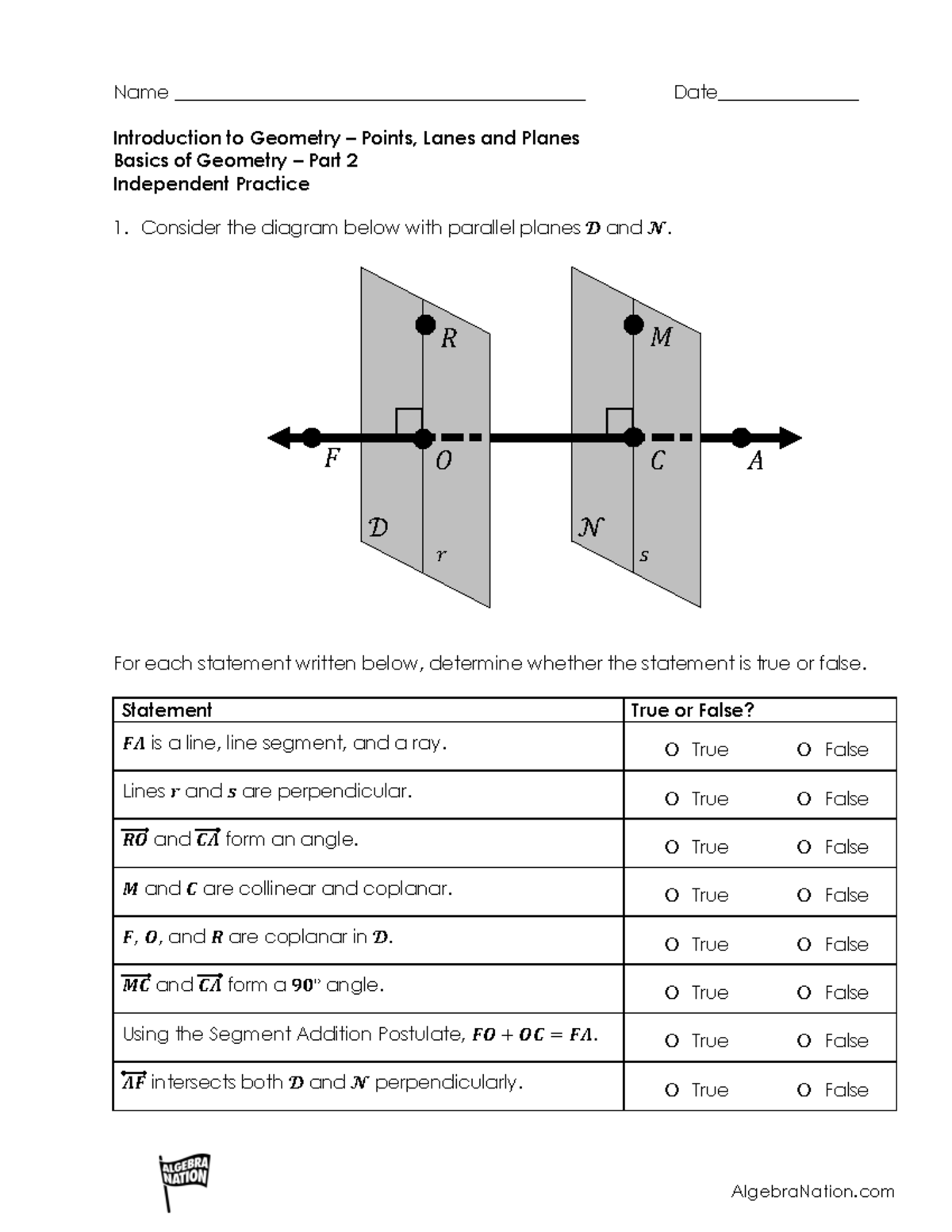 Topic 2 Basics of Geometry – Part 2 - AlgebraNation Name - Studocu