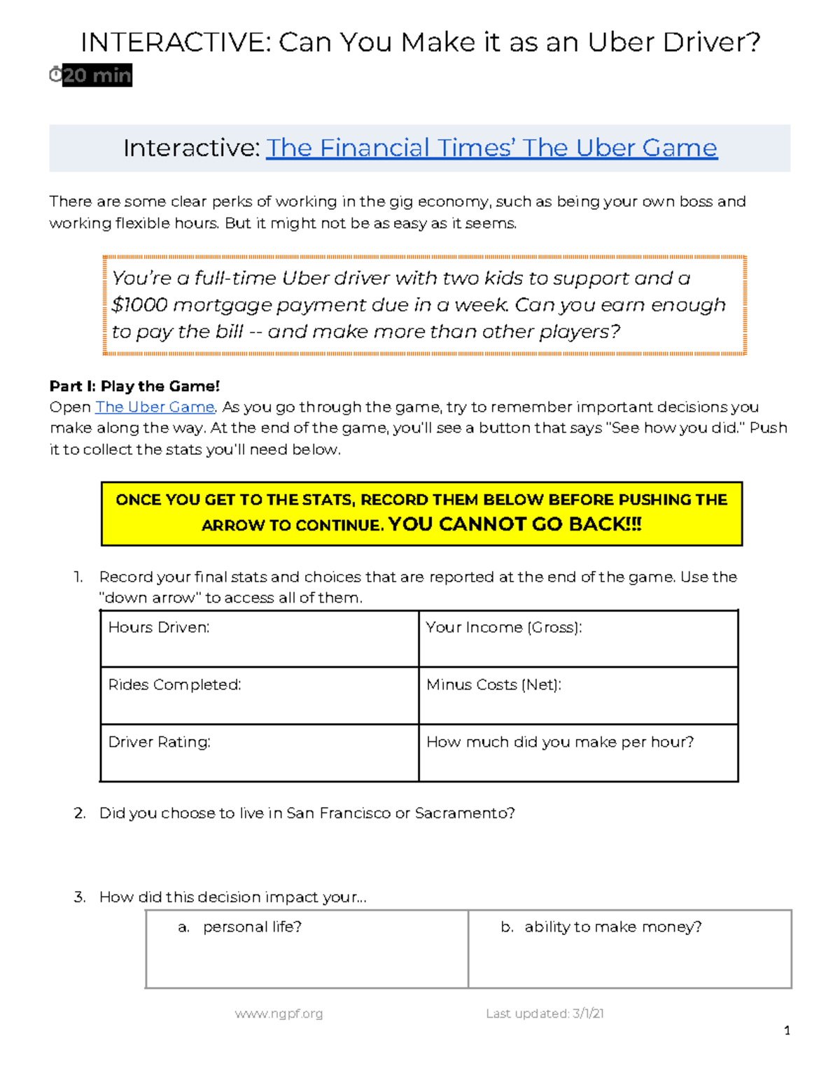 Interactive Can You Make It As An Uber Driver Interactive Can You Make It As An Uber Driver