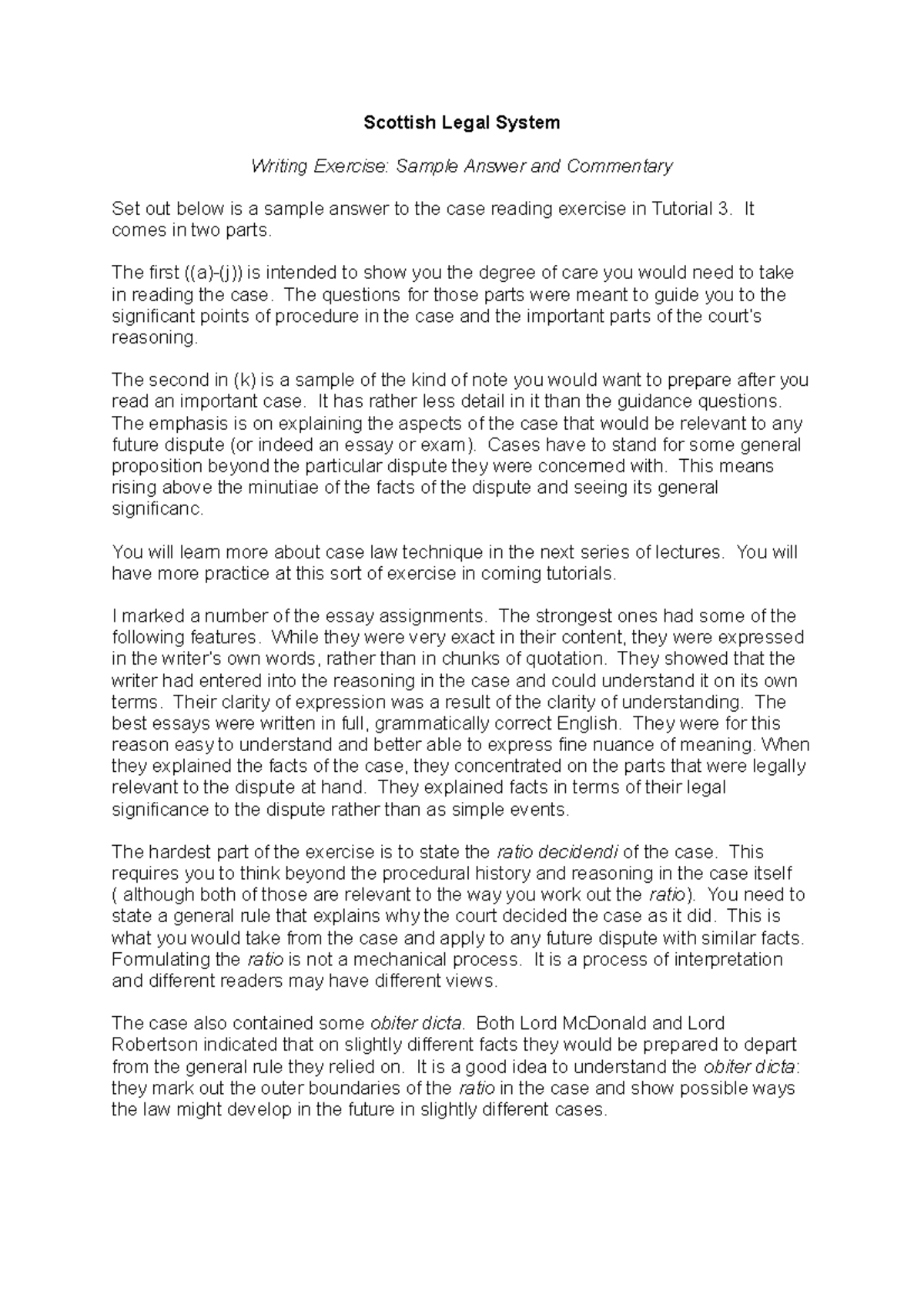 Scottish Legal System Writing Exercise Sample Answer - It comes in two ...