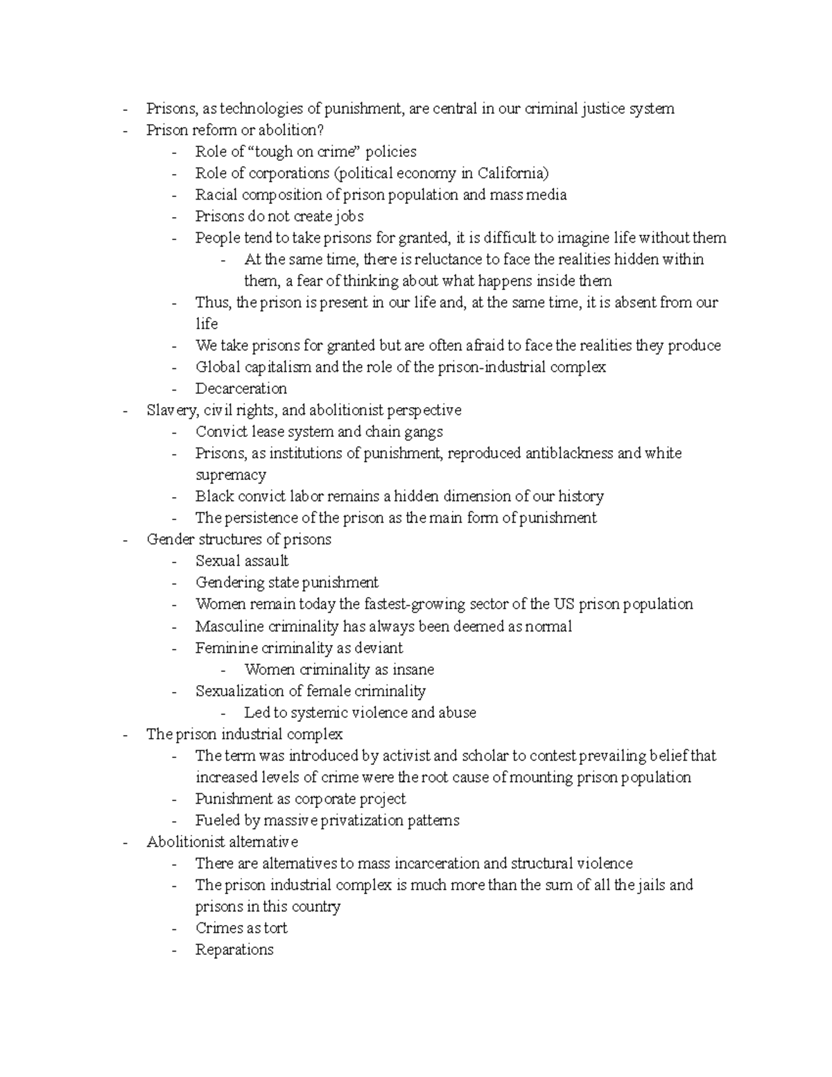 Soc 275 mass incarceration and abolitionist perspective - Prisons, as ...