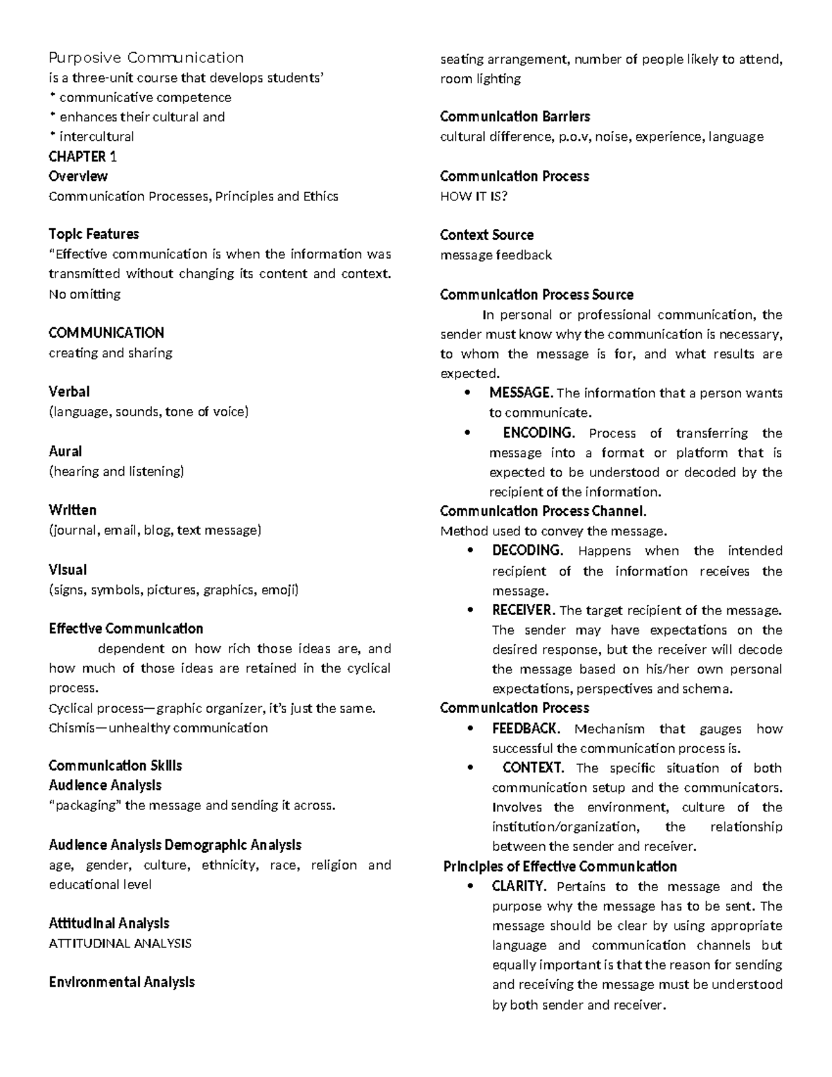 Purposive Communication Class notes (Prelim to Finals) - Purposive ...