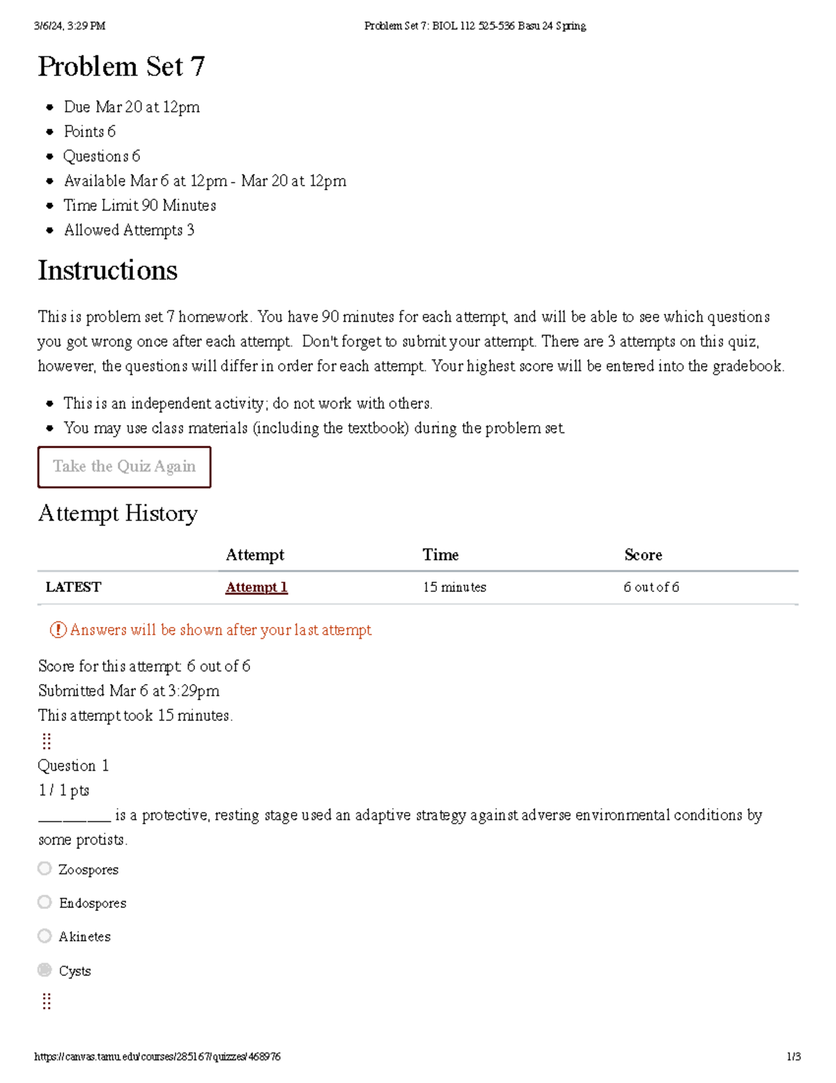 Problem Set 7 - tamu/courses/285167/quizzes/468976 1/ Problem Set 7 Due Mar 20 at 12pm Points 6 ...