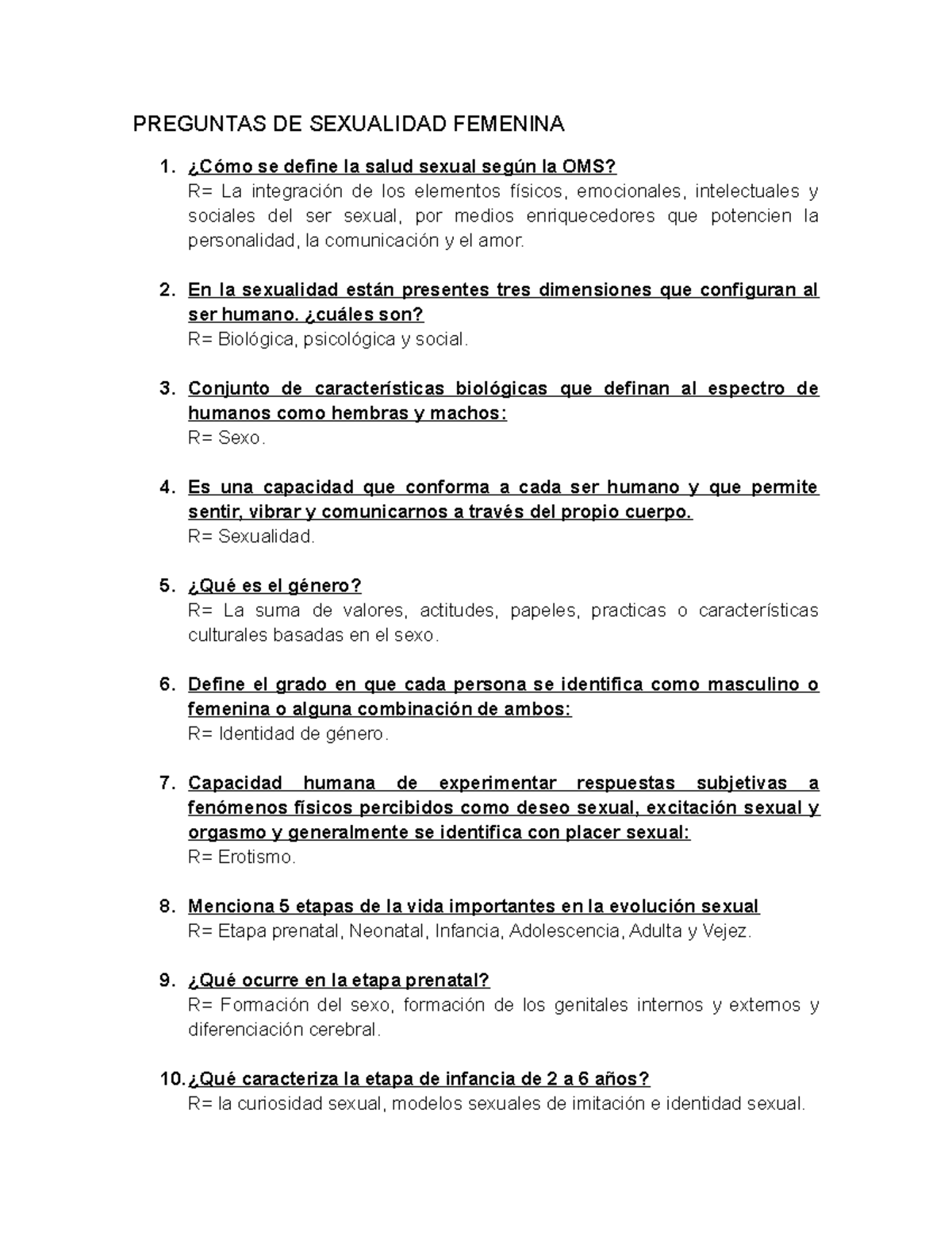 Examen de muestra/práctica Noviembre 2015 - PREGUNTAS DE SEXUALIDAD FEMENINA 1. se define la ...