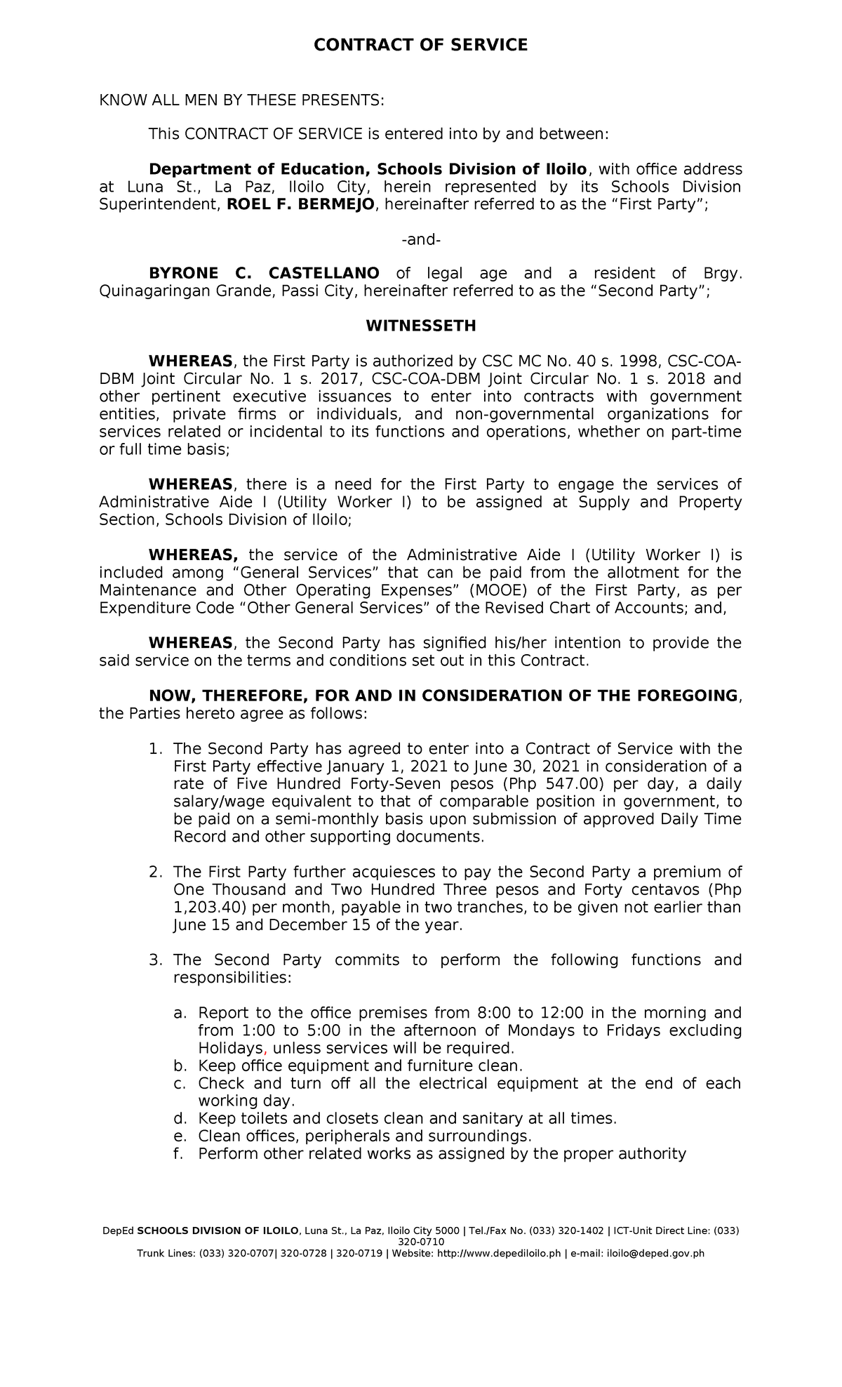 Nong By - CONTRACT OF SERVICE KNOW ALL MEN BY THESE PRESENTS: This ...