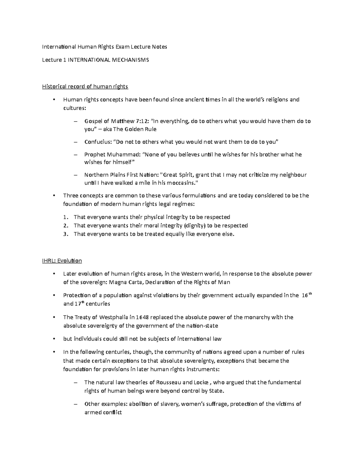 Lecture 1 International Mechanisms - International Human Rights Exam ...