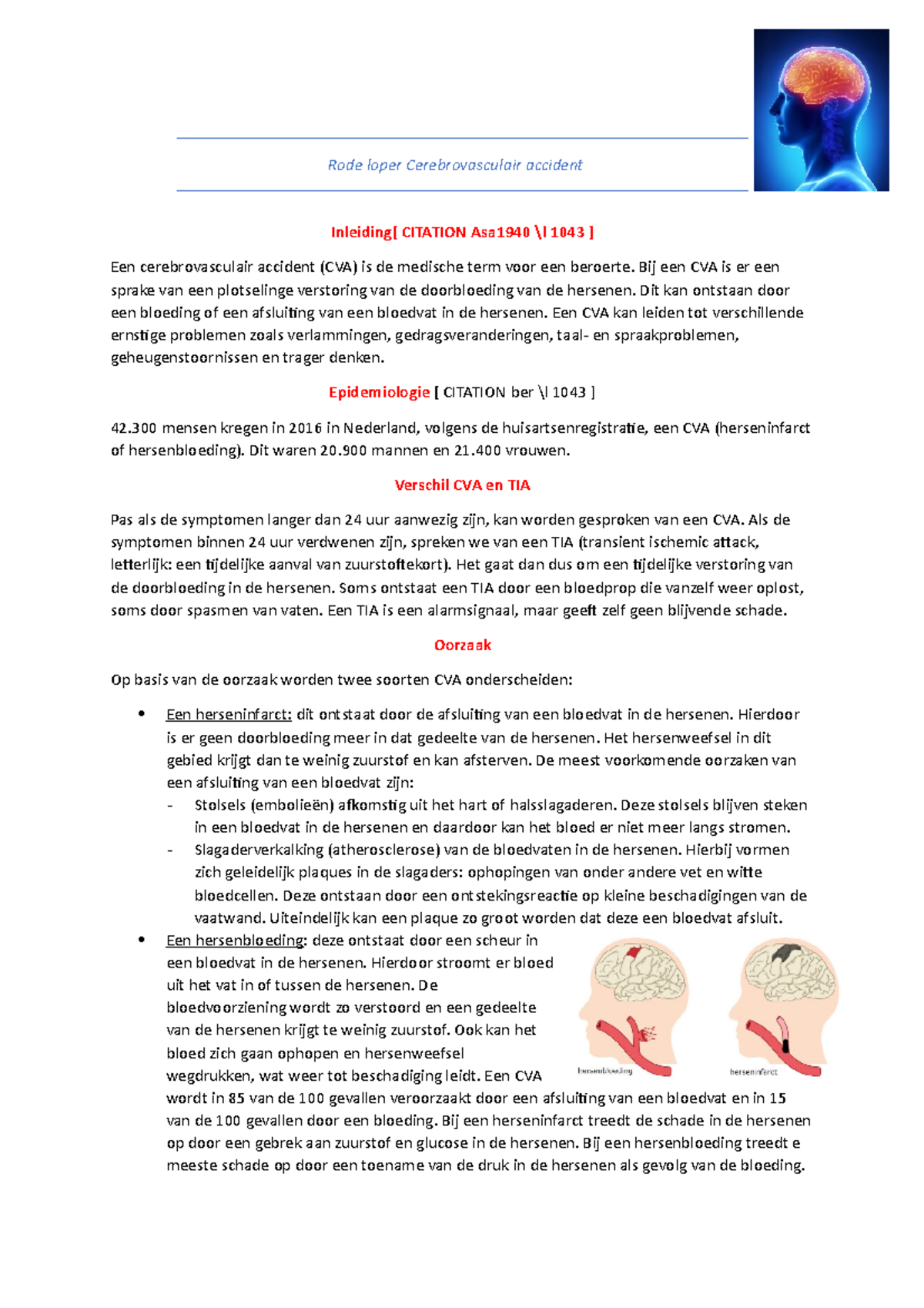 Rode loper Cerebrovasculair accident - Rode loper Cerebrovasculair ...