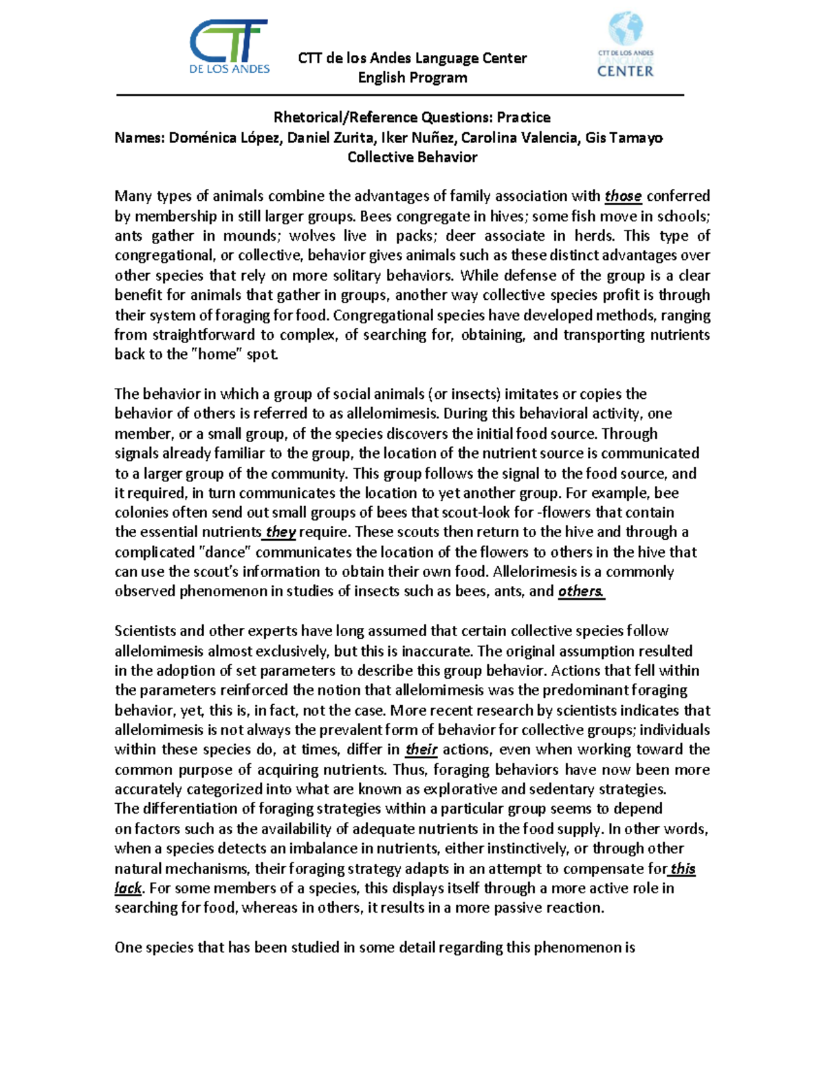 Reference Rhetorical Questions Practice - English Program Rhetorical ...