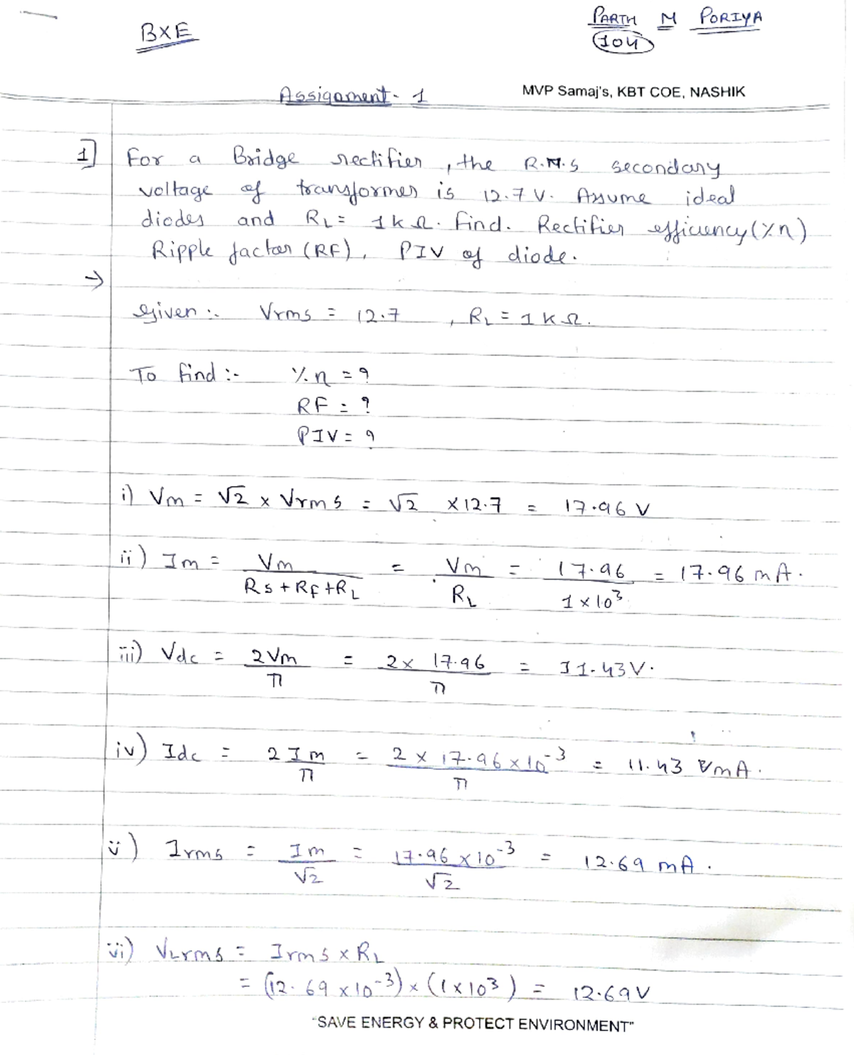Bxe 1 2 - first year miscellanous notes - BXE Fox veltage f transorm ...