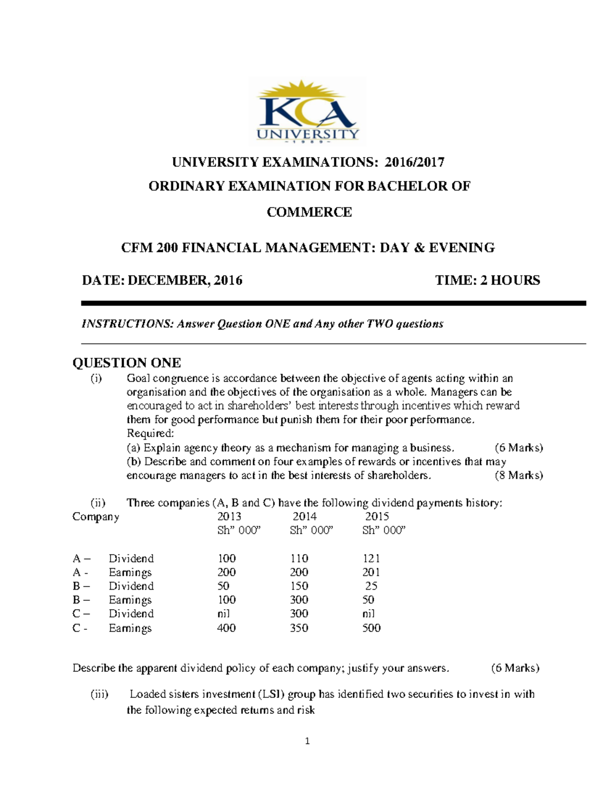 CFM 200 Financial Management by Dr.stephen - UNIVERSITY EXAMINATIONS ...