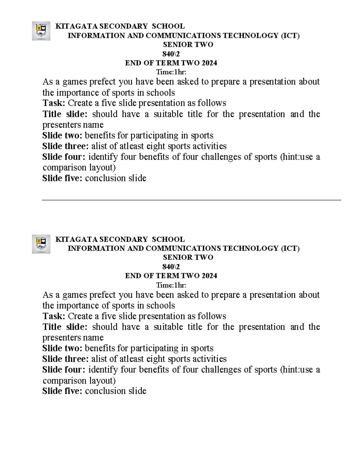 ICT S2 prac - well done - KITAGATA SECONDARY SCHOOL INFORMATION AND ...