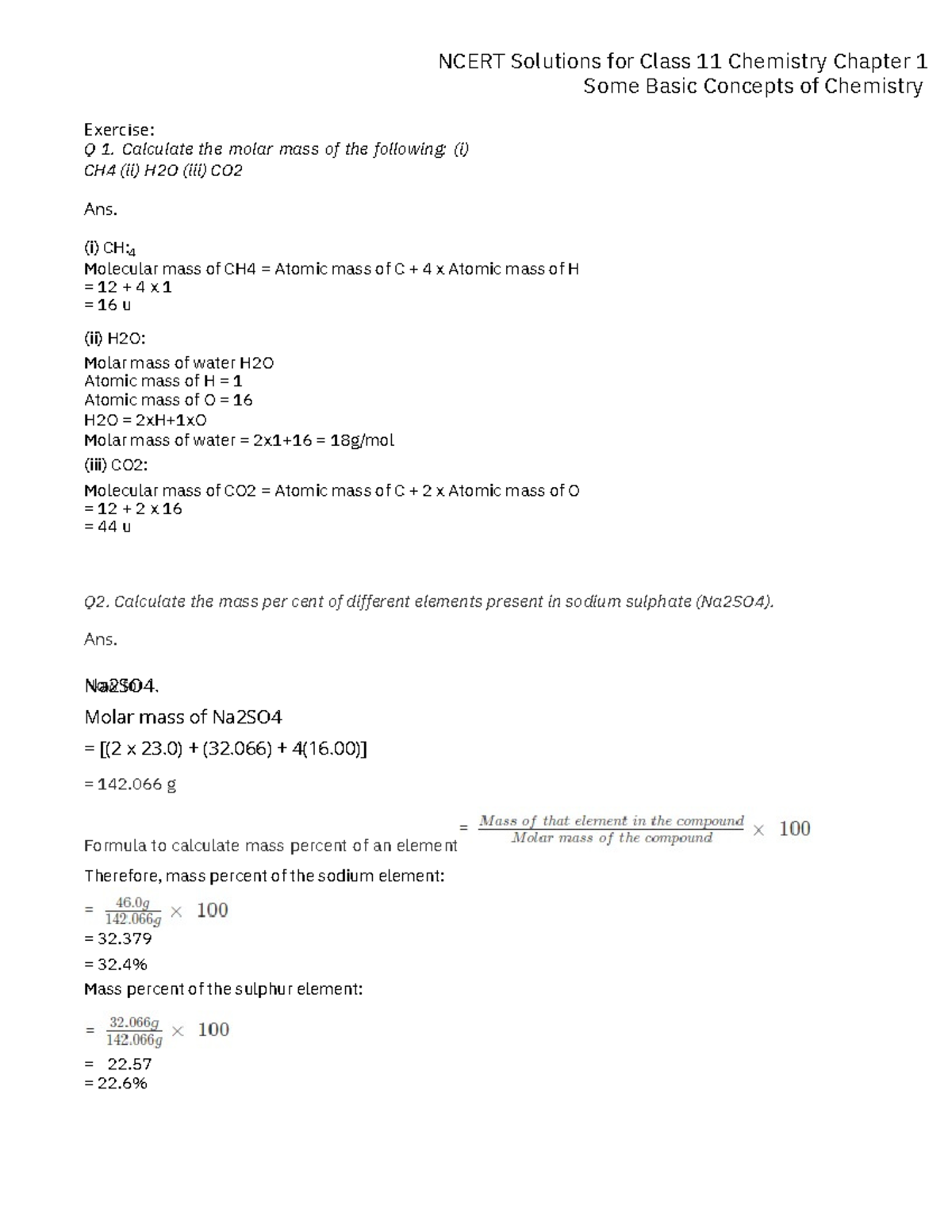Ncert solutions for class 11 chemistry chapter 1 some basic concepts ...