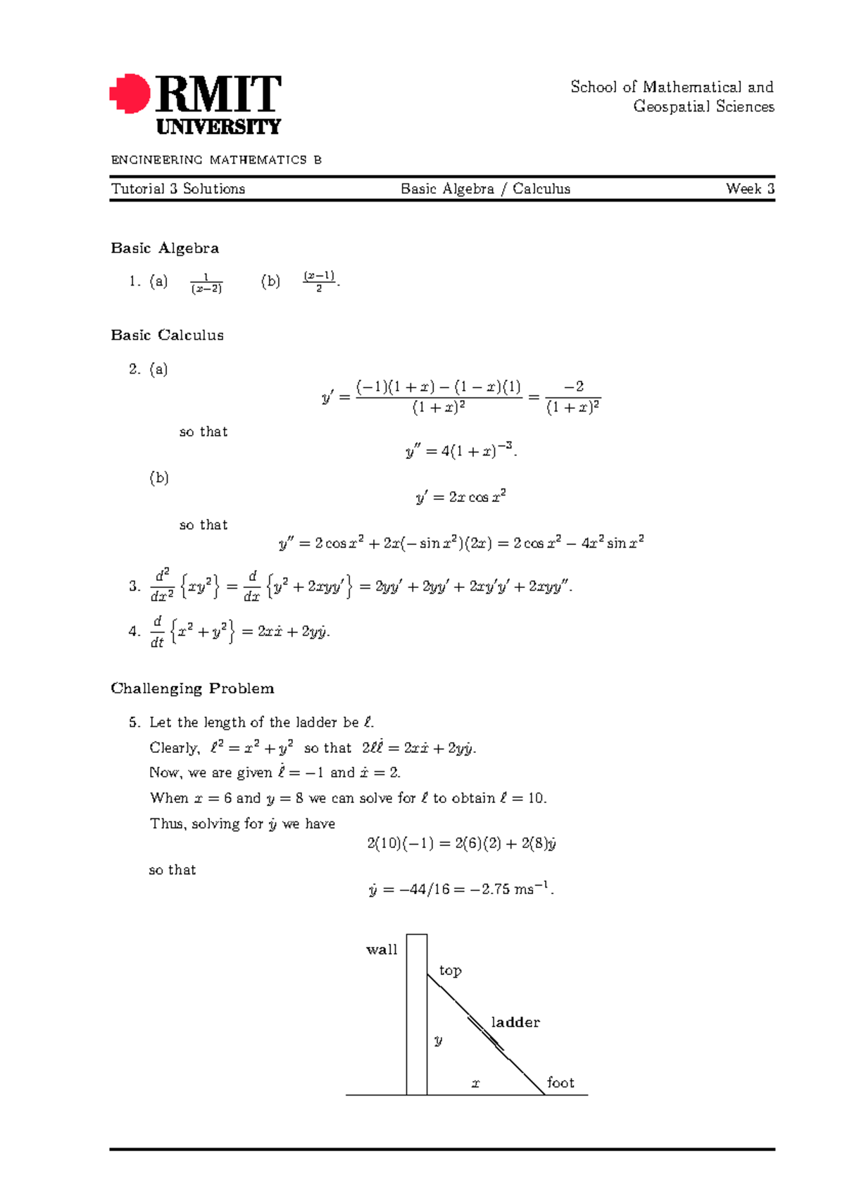 Tutorial 3 Solutions - MATH 2128 - School of Mathematical and ...
