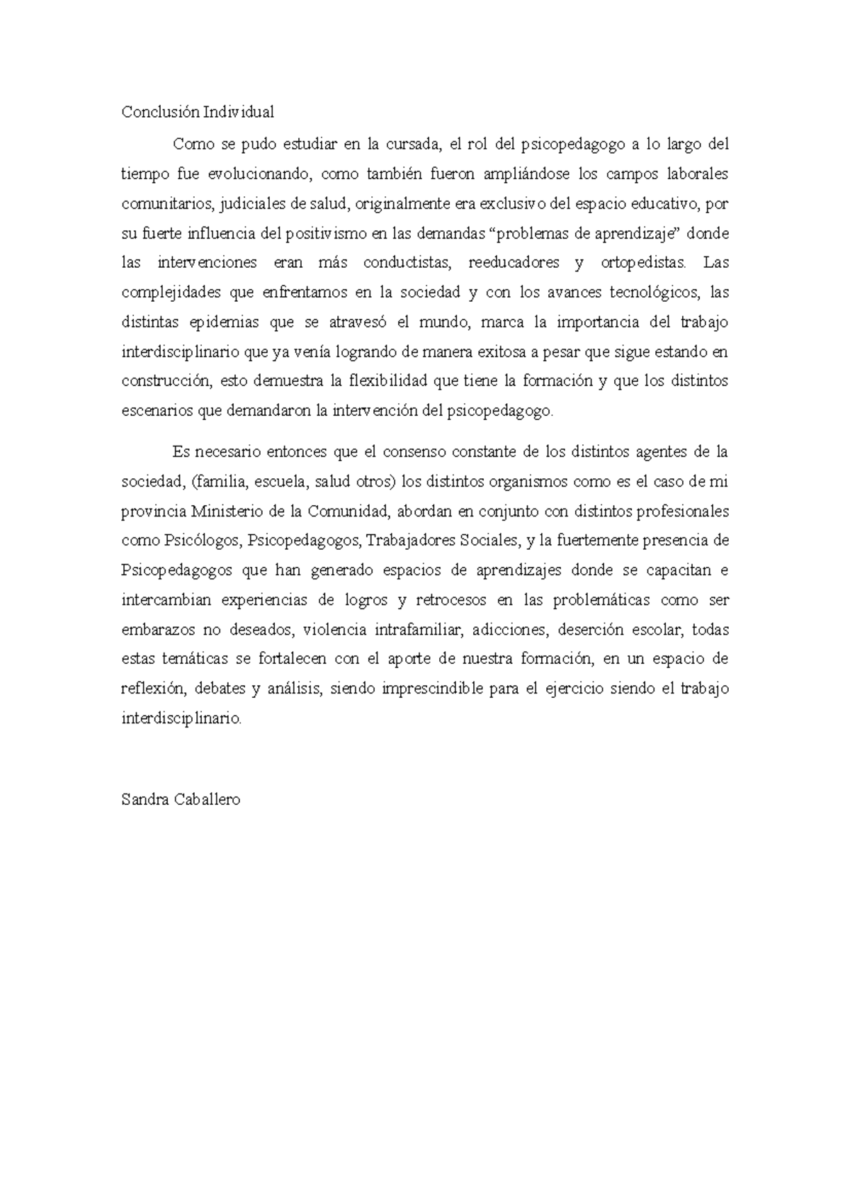 Conclusión Individual Seminario - Conclusión Individual Como se pudo ...