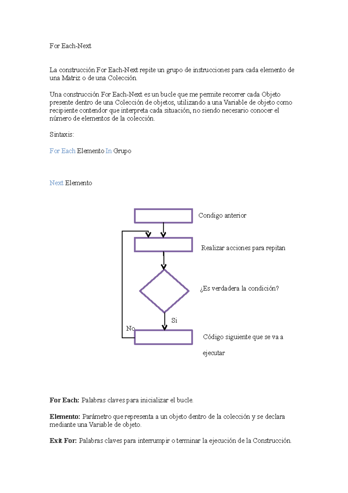 For eatch netx -Do while loop - For Each-Next La construcción For Each ...