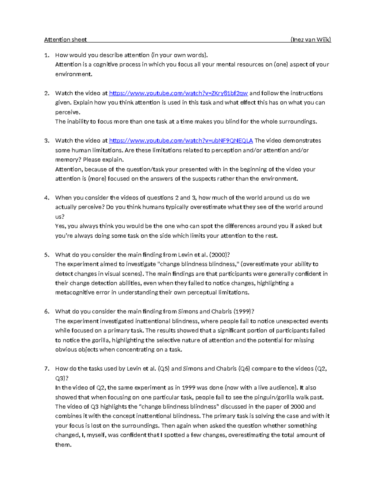 Attention sheet - Attention is a cognitive process in which you focus ...