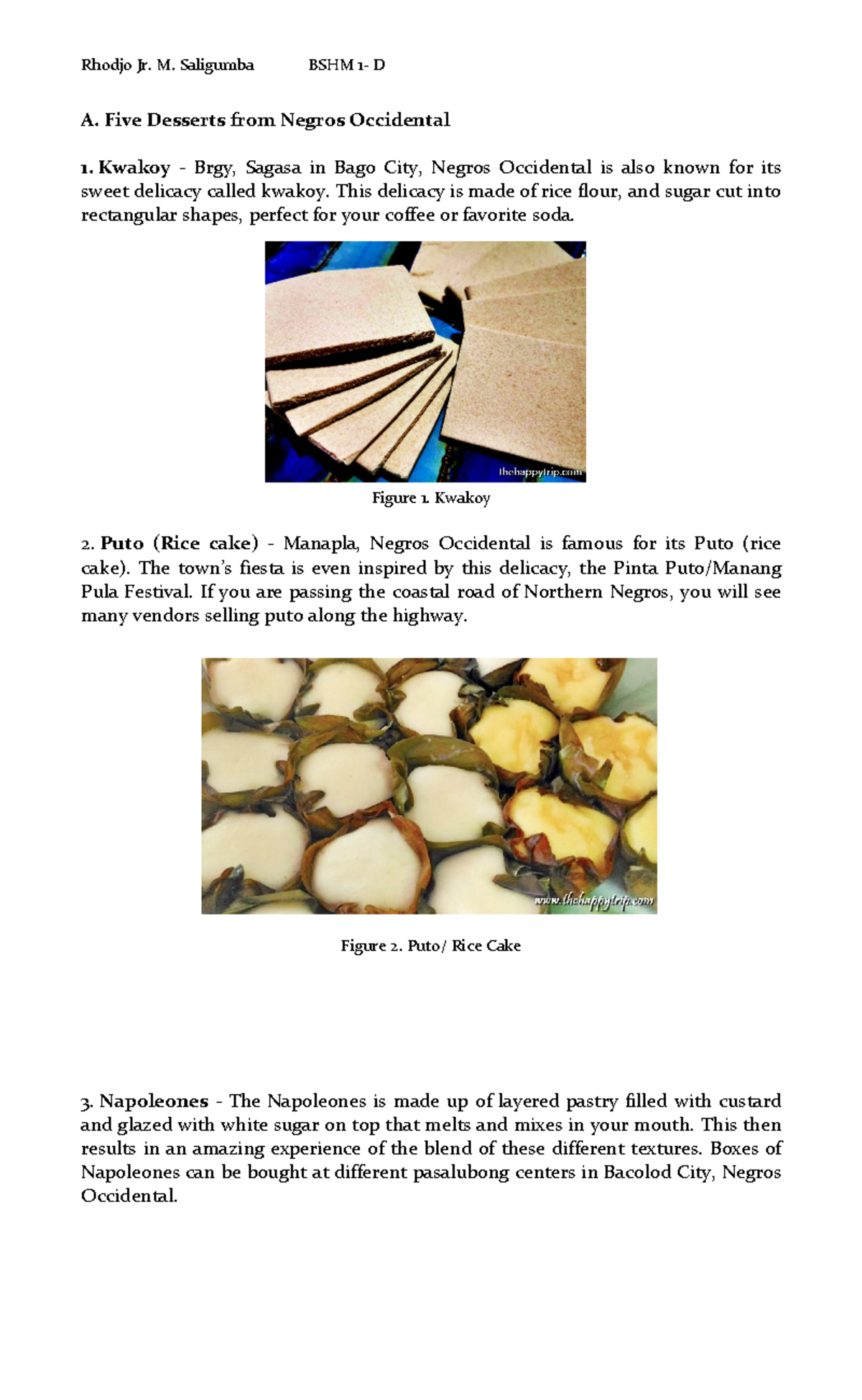 Five Desserts from Negros Occidental - A. Five Desserts from Negros ...